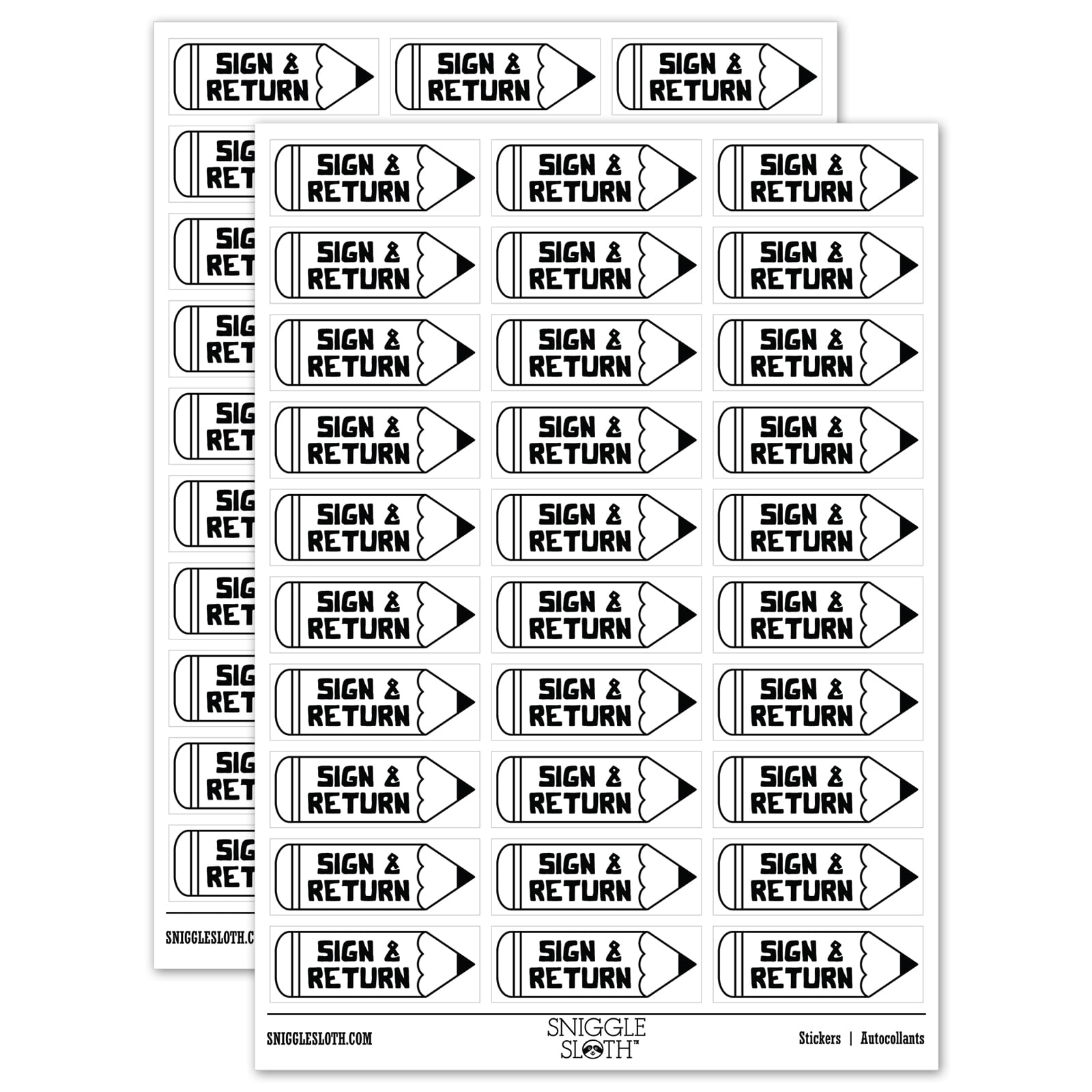 Sign and Return Pencil Teacher Student School Sticker Set - White ...
