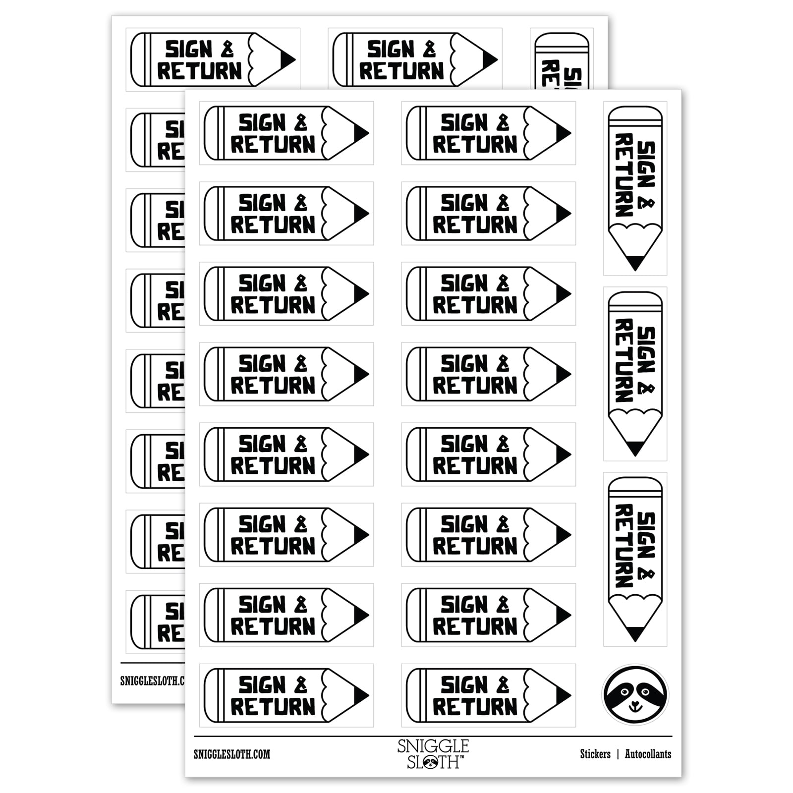 Sign and Return Pencil Teacher Student School Sticker Set - White ...