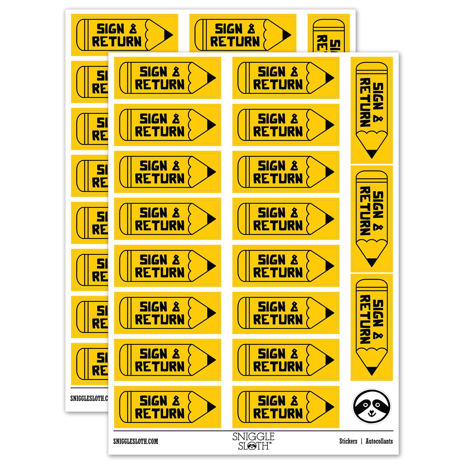 Sign and Return Pencil Teacher Student School Sticker Set - Yellow ...