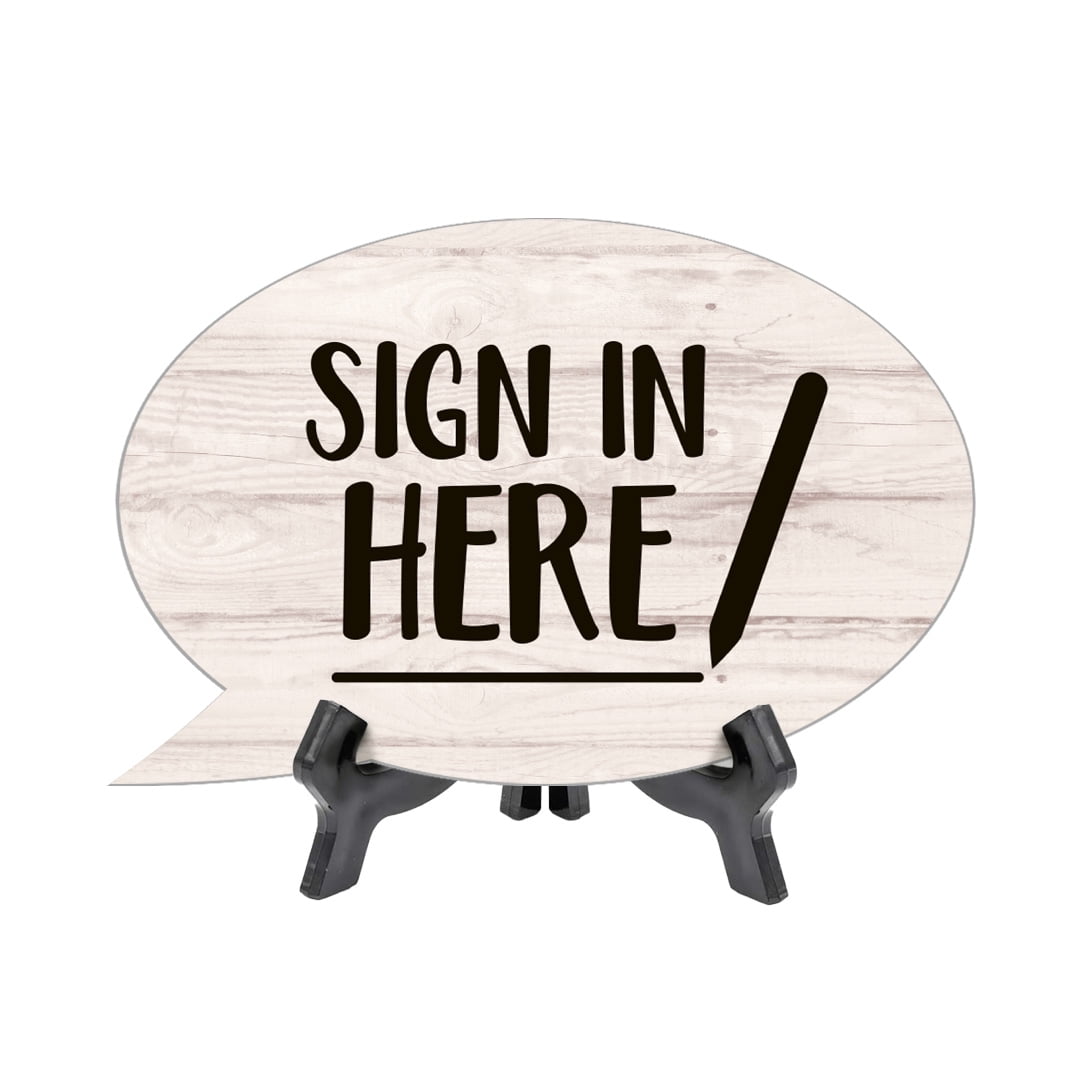 Sign in Here Oval Speech Bubble (6 x 4") Table Sign With Acrylic Easel ...