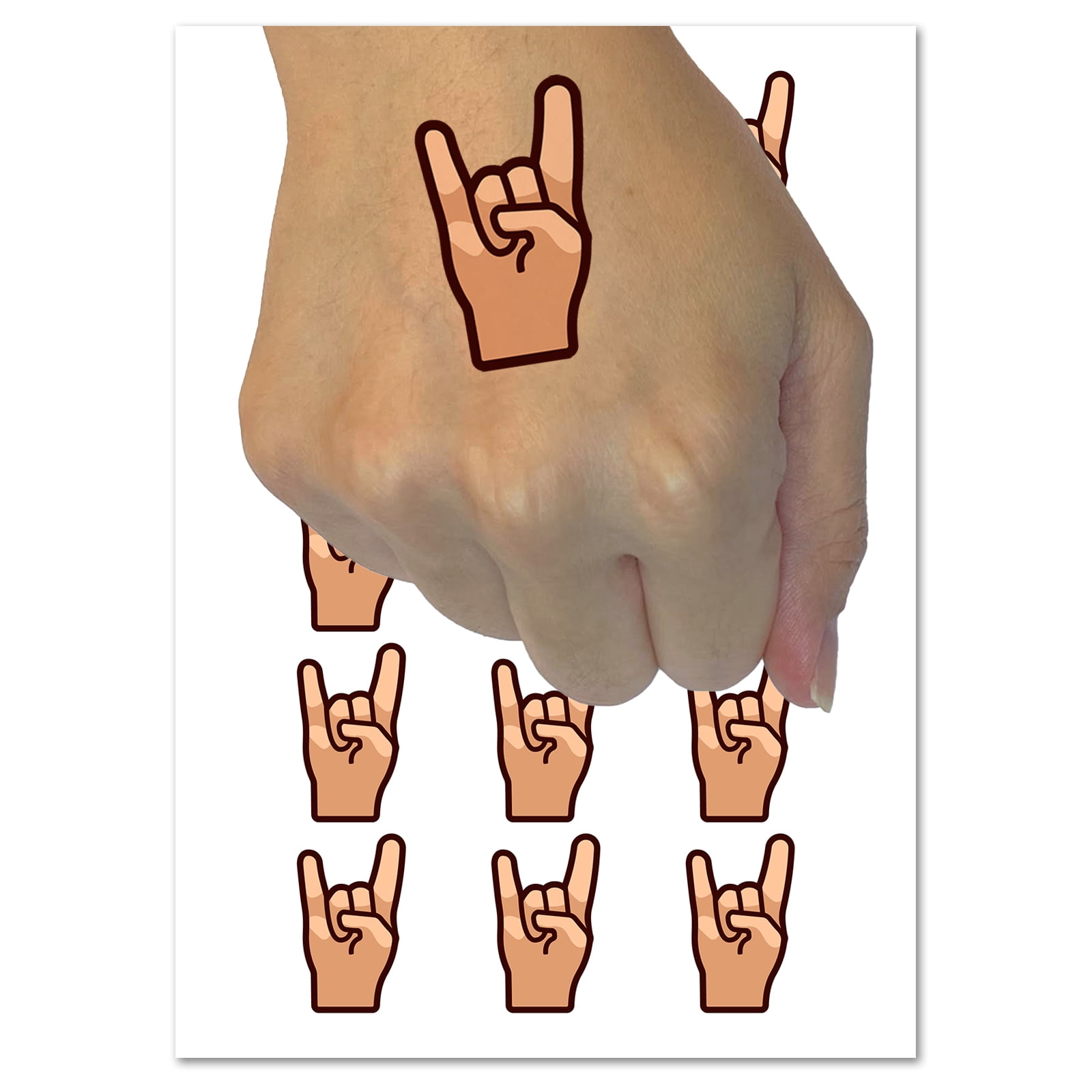 Sign of the Horns Rock and Roll Hand Gesture Water Resistant Temporary ...