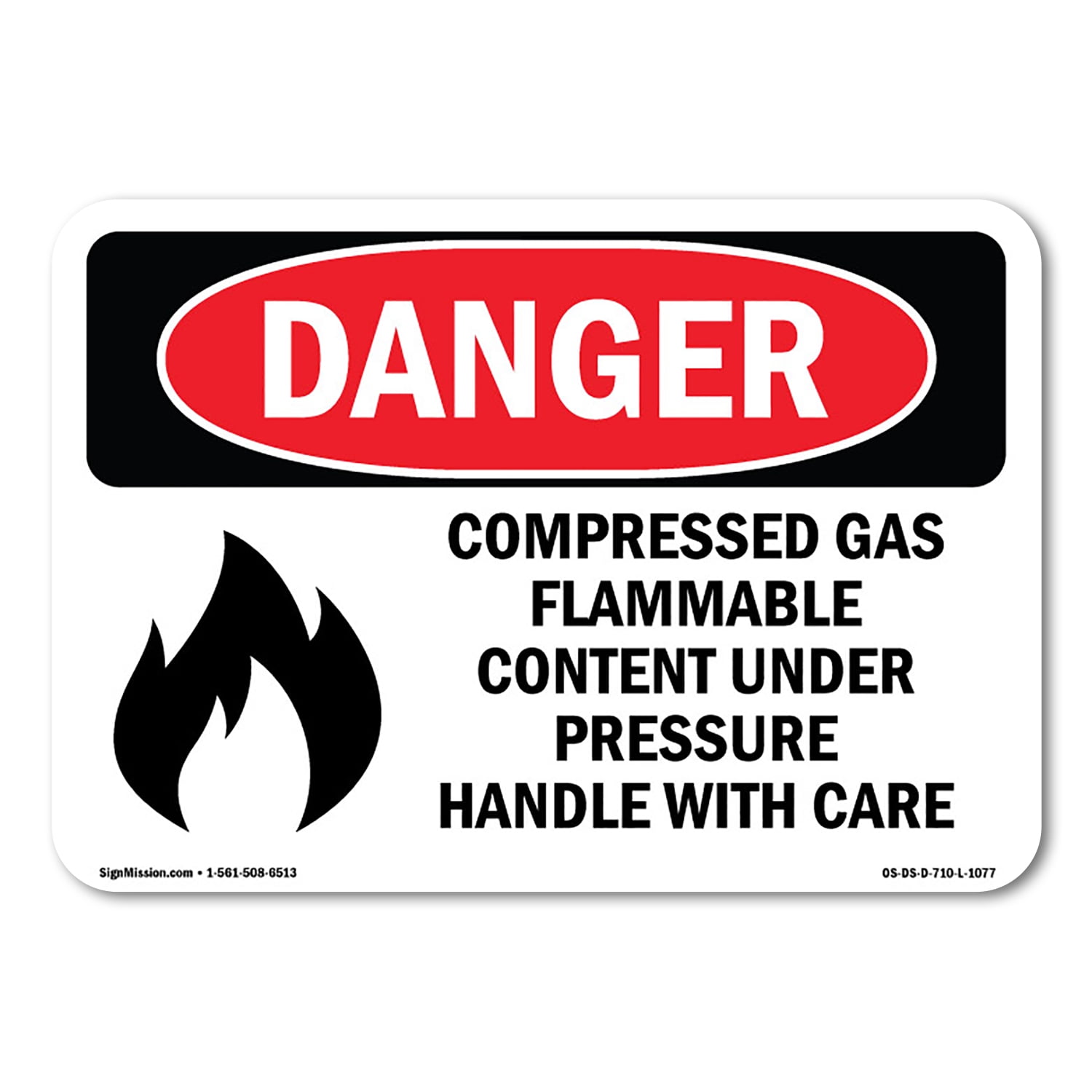 OSHA Danger Sign - Compressed Gas Flammable Content | Aluminum Sign ...