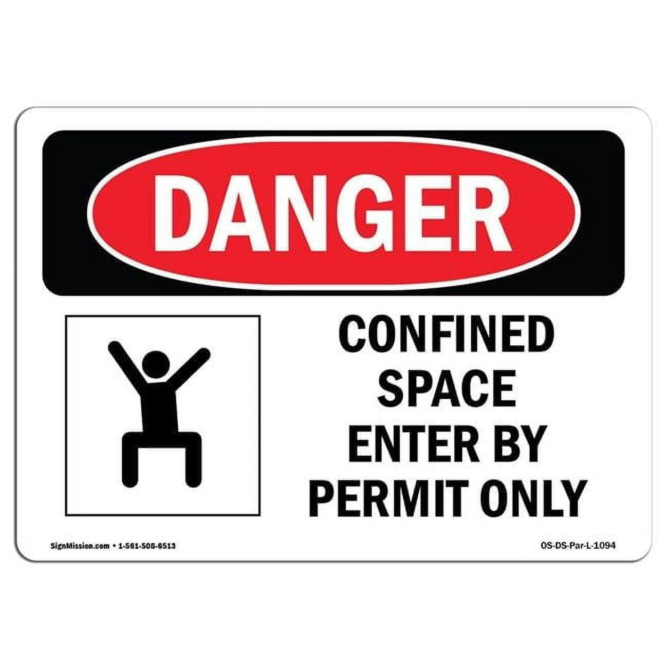 OSHA Danger Sign - Confined Space Enter By Permit Only | Aluminum Sign ...
