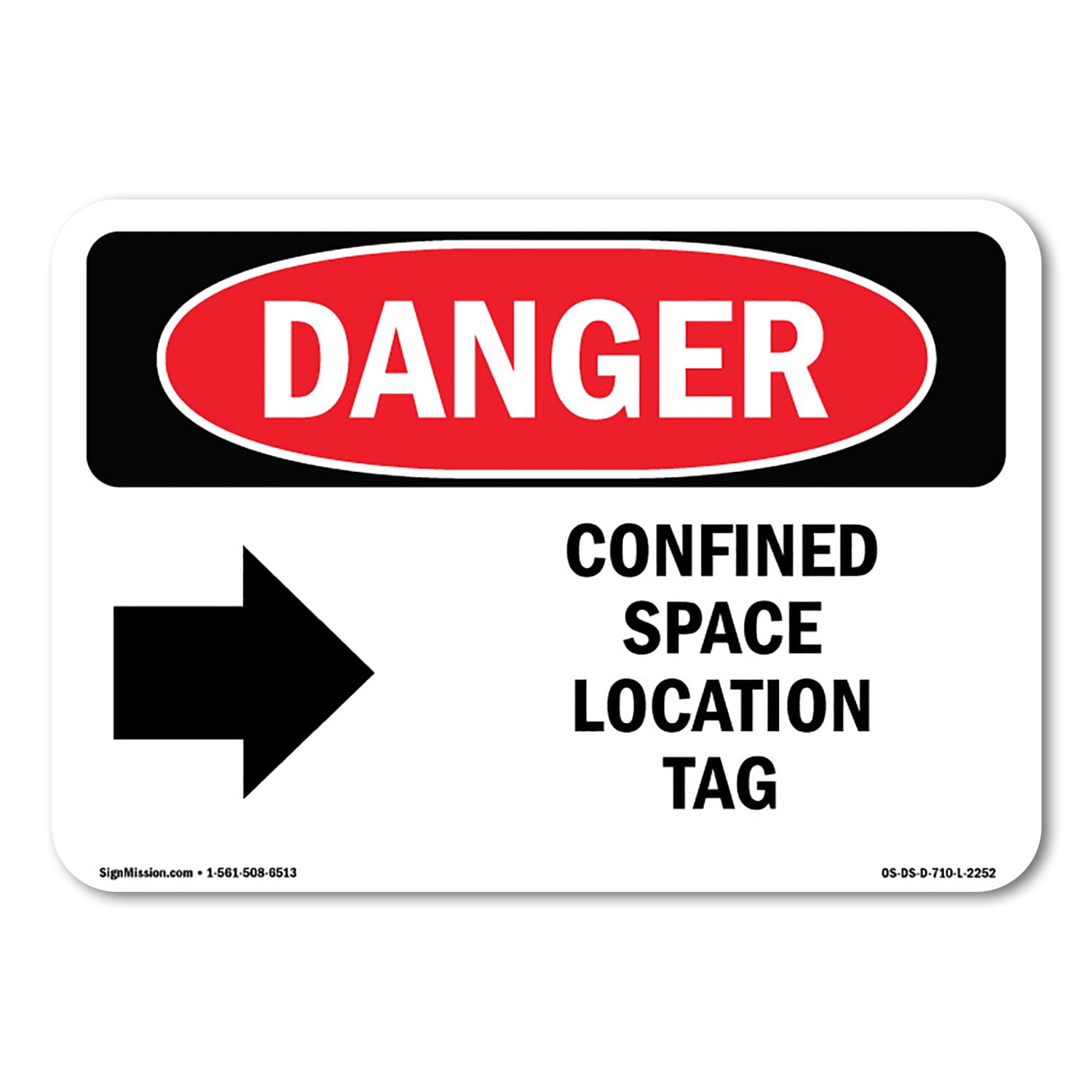 OSHA Danger Sign - Confined Space Location Tag | Aluminum Sign ...