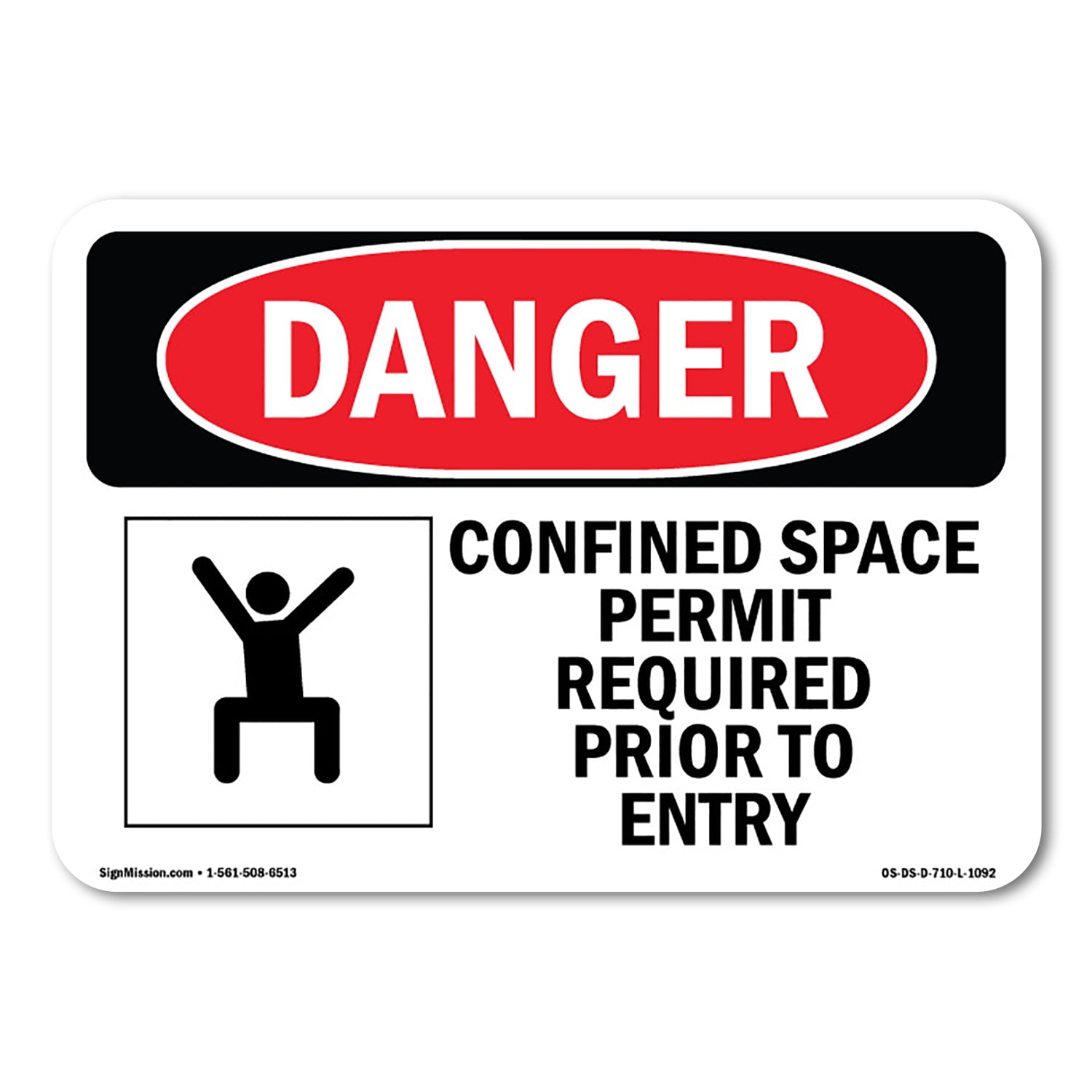 OSHA Danger Sign - Confined Space Permit Required | Aluminum Sign ...