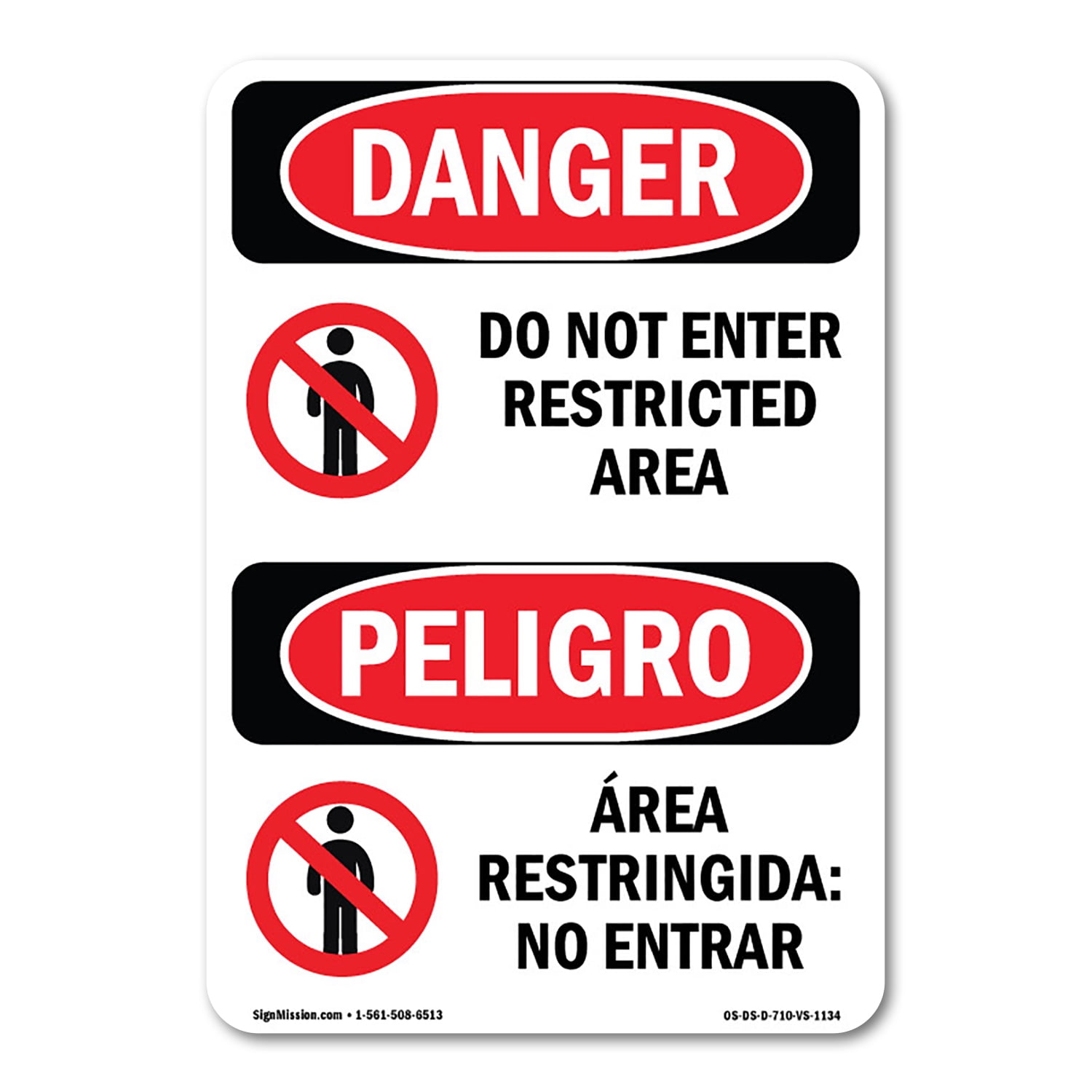 SignMission 10 x 14 in. OSHA Danger Sign - Do Not Enter High Voltage ...