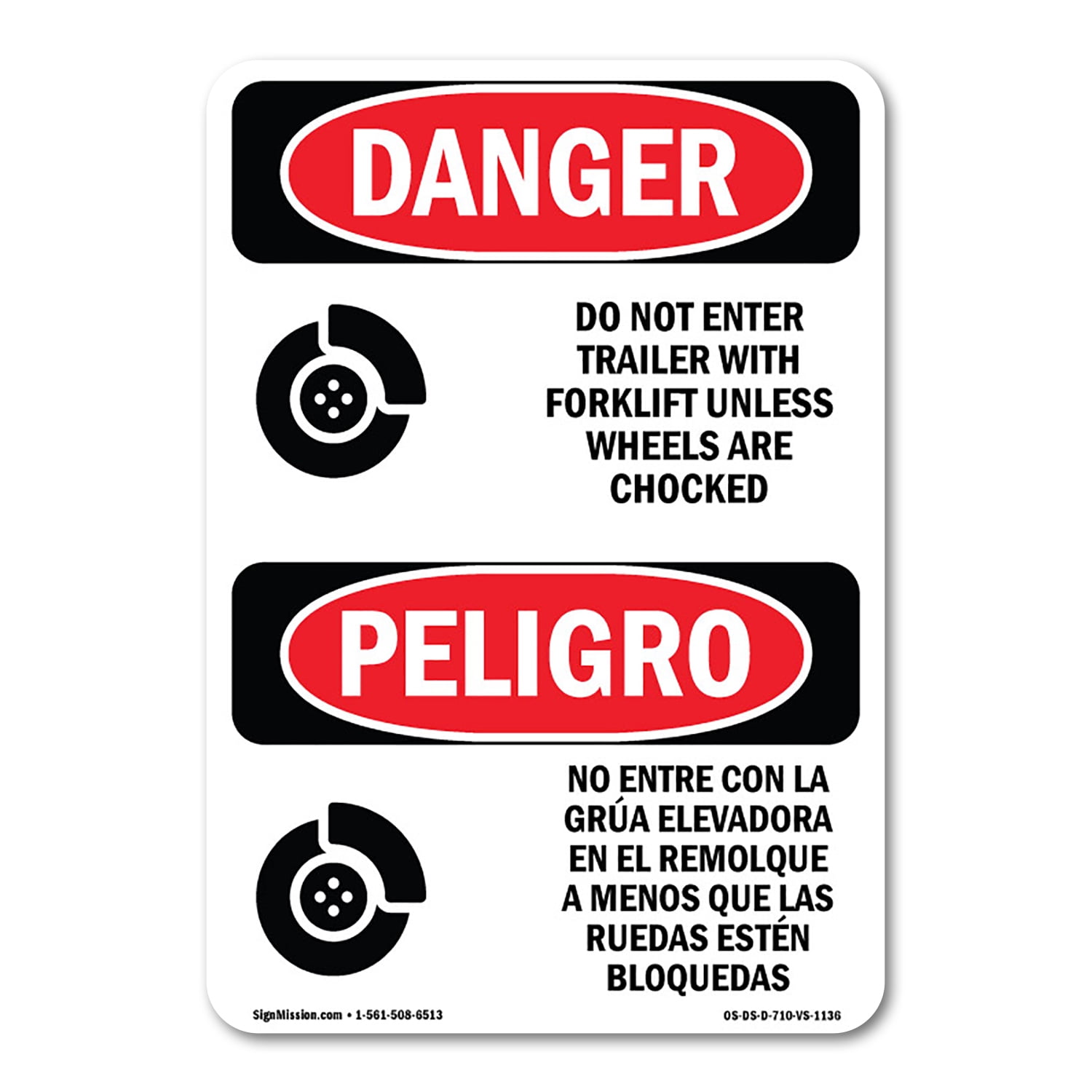 OSHA Danger Sign - Do Not Enter Trailer With Forklift Bilingual ...