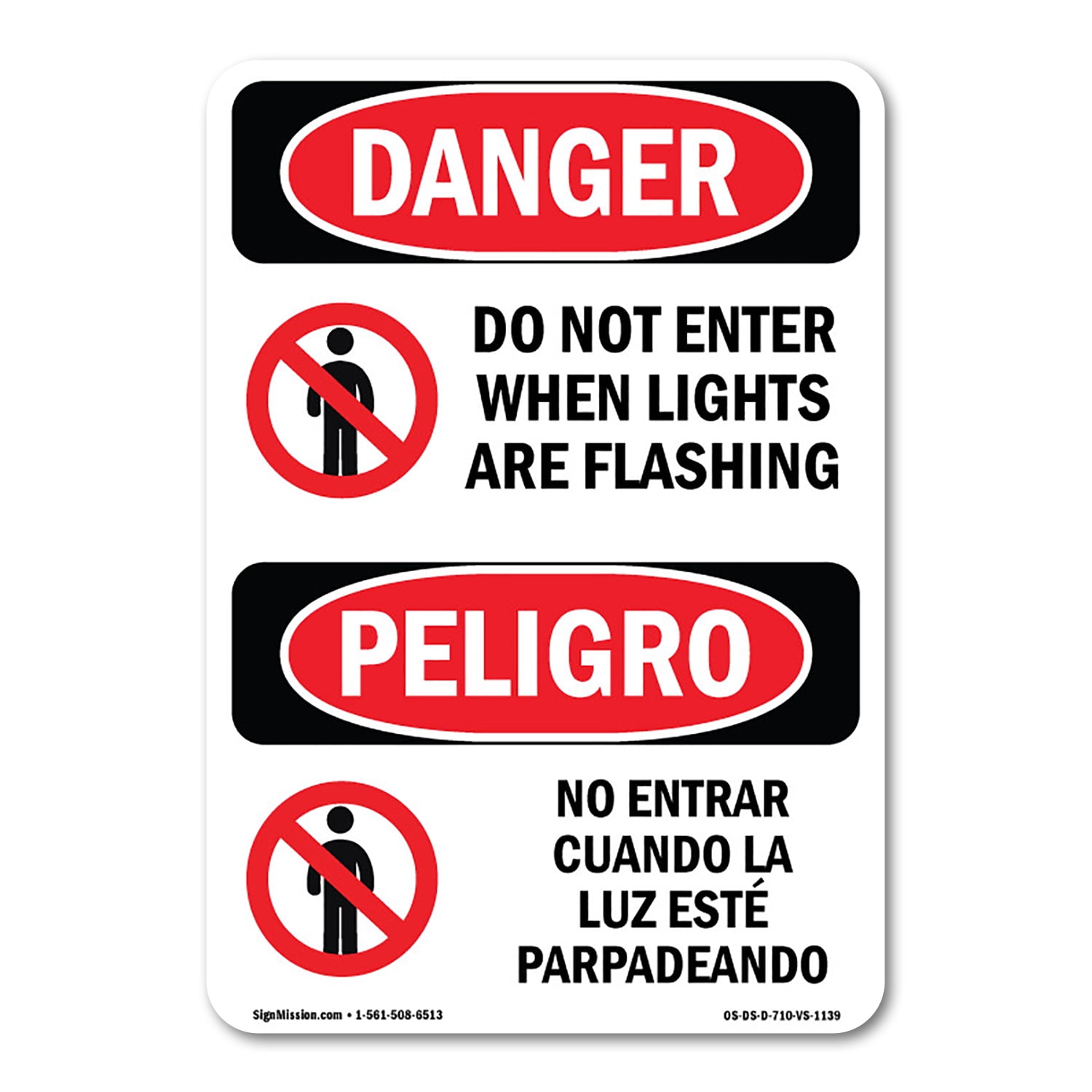 OSHA Danger Sign - Do Not Enter When Light Bilingual | Aluminum Sign ...