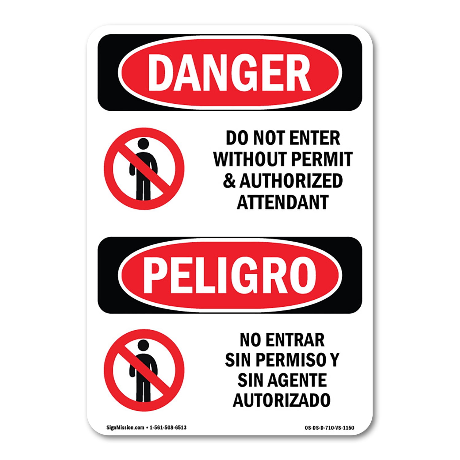 OSHA Danger Sign - Do Not Enter Without Permit Bilingual | Aluminum ...