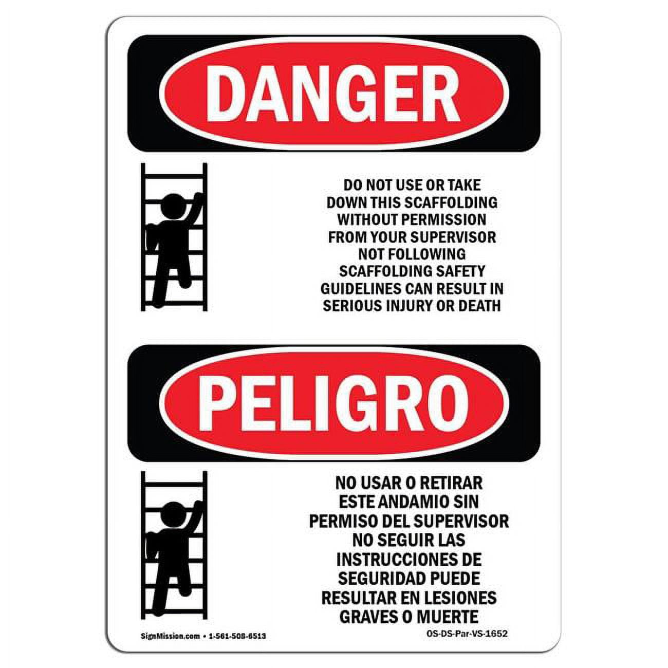SignMission 10 x 14 in. OSHA Danger Sign - Do Not Use Take Down ...