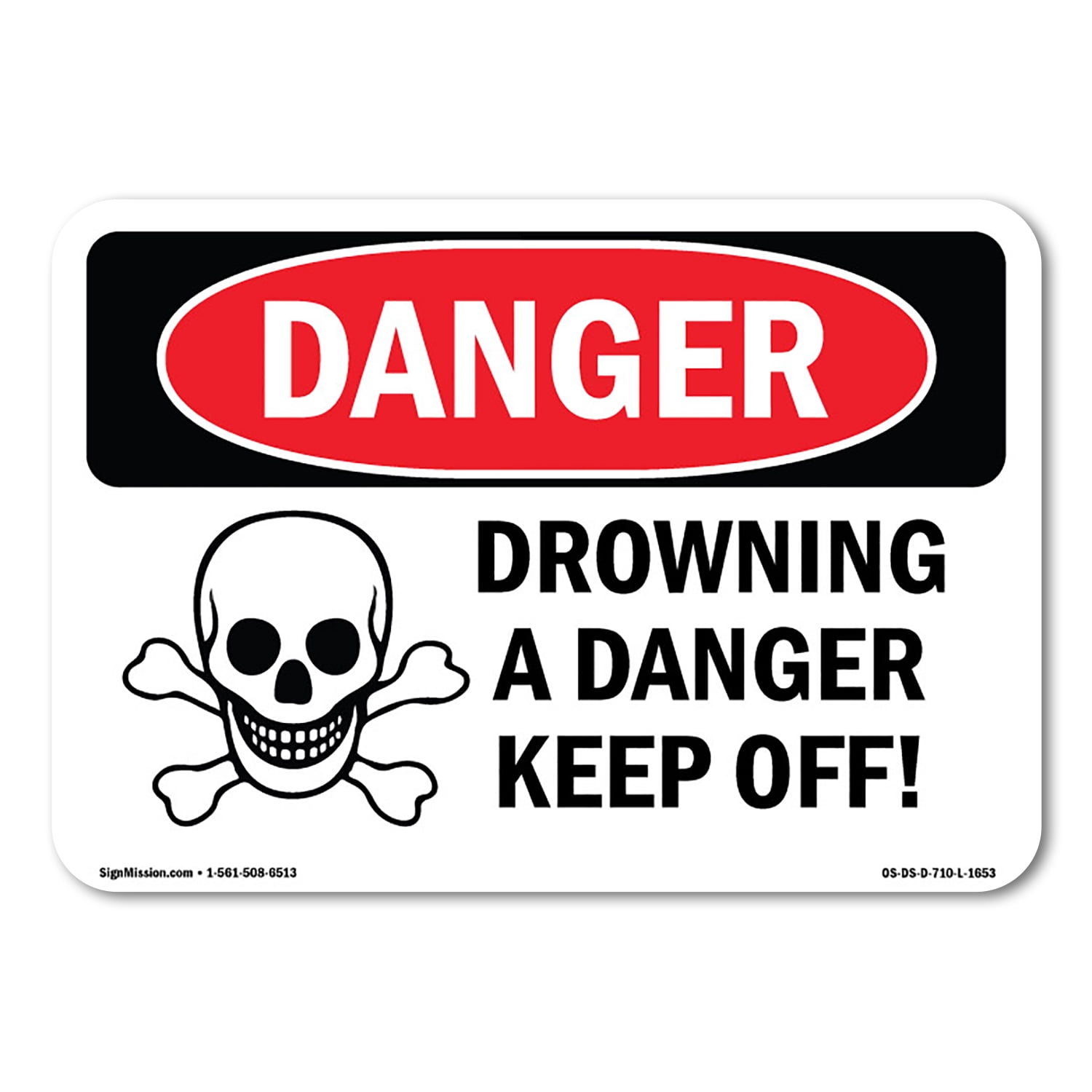 OSHA Danger Sign - Drowning Danger Keep Off | Aluminum Sign | Protect ...