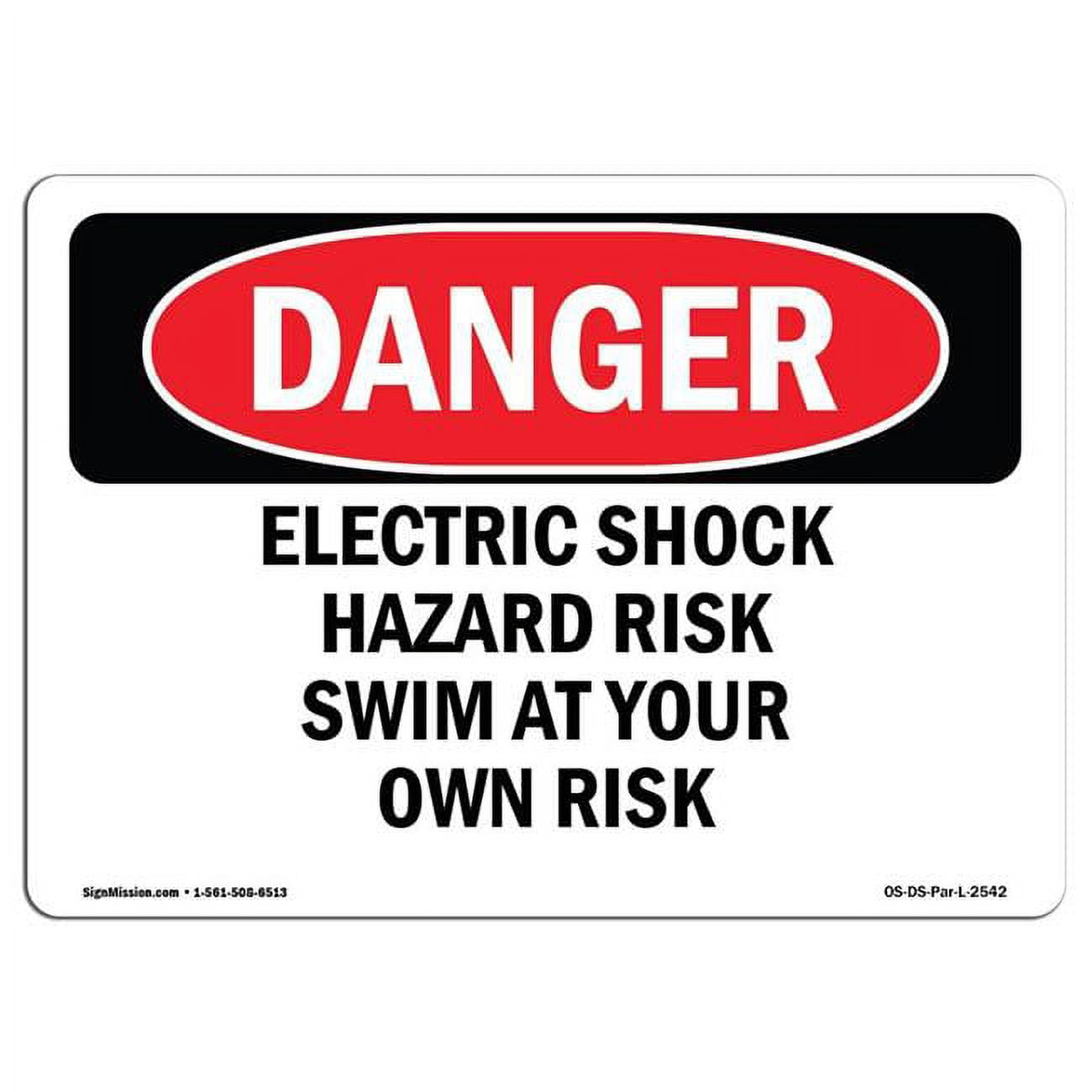 SignMission 10 x 14 in. OSHA Danger Sign - Electric Shock Hazard Risk ...