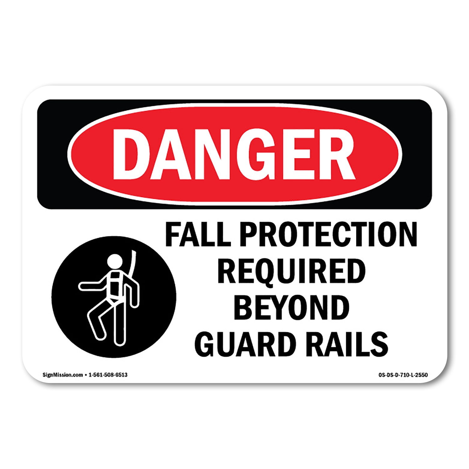 OSHA Danger Sign - Fall Protection Required Beyond | Aluminum Sign ...