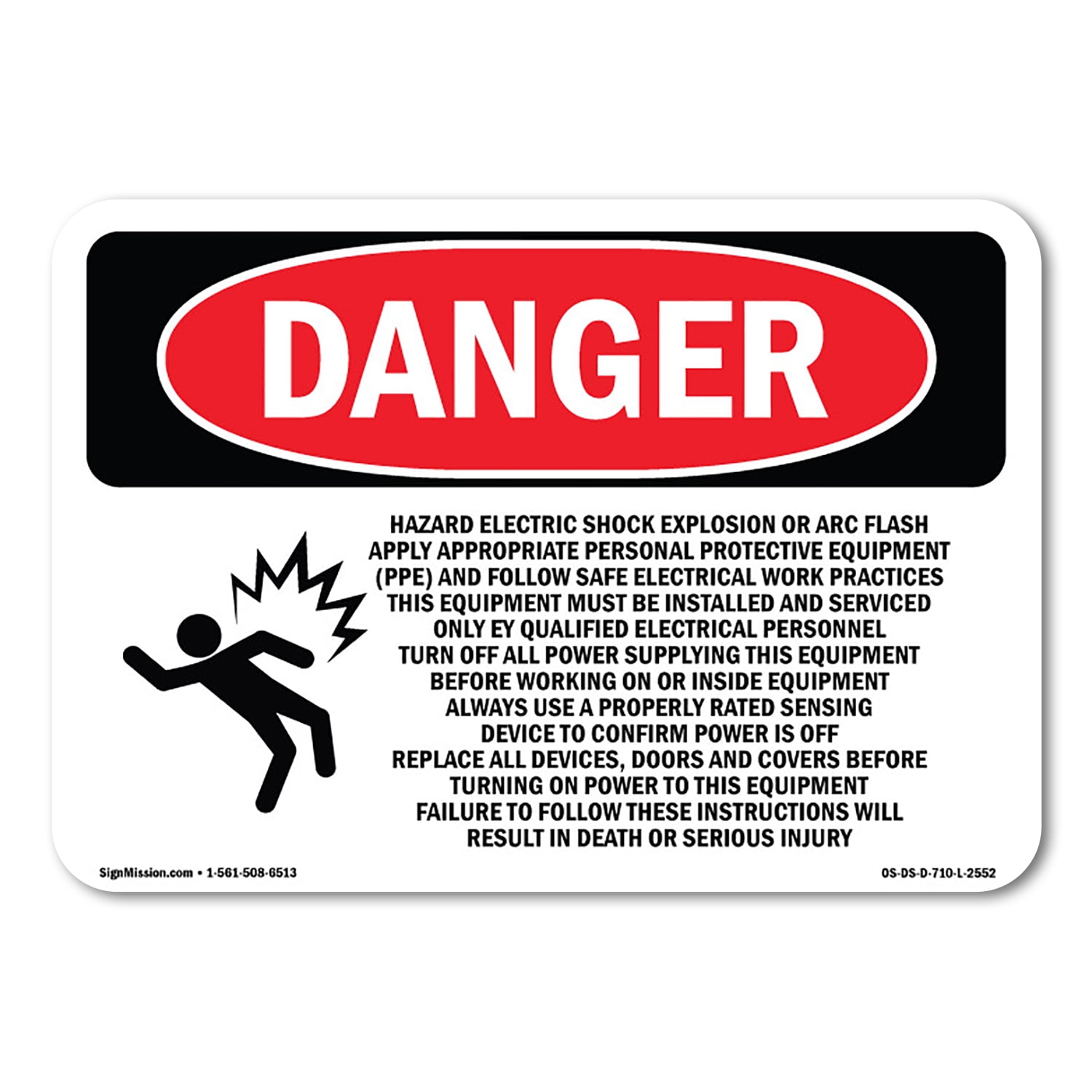 SignMission OS-DS-A-1014-L-2552 10 x 14 in. OSHA Danger Sign - Hazard ...