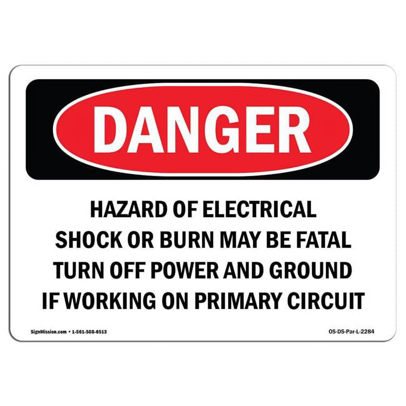 SignMission 10 x 14 in. OSHA Danger Sign - Hazard of Electrical Shock ...