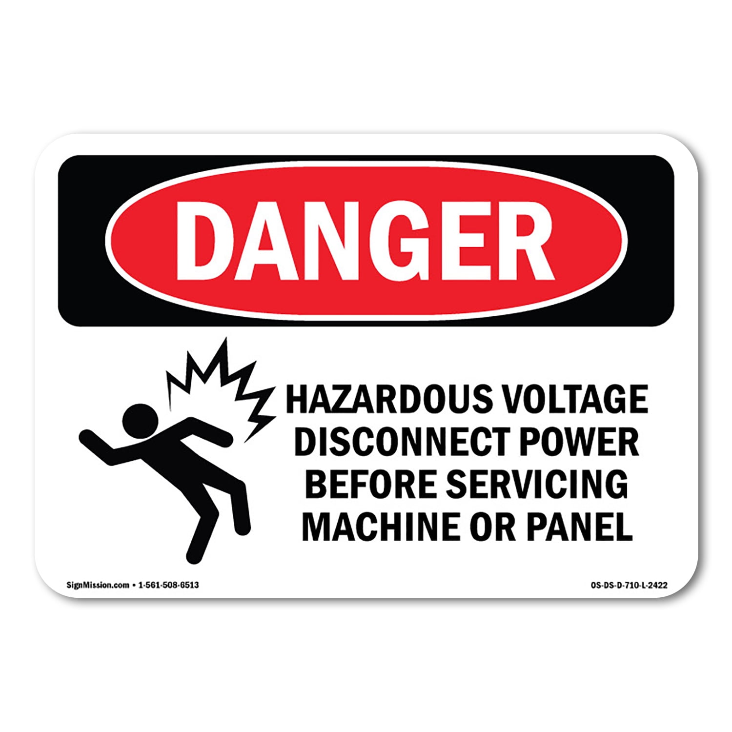 OSHA Danger Sign - Hazardous Voltage Disconnect | Aluminum Sign ...
