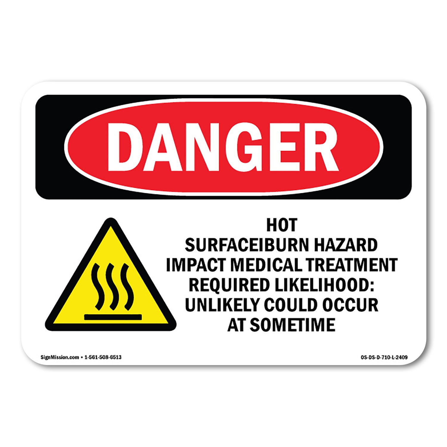 OSHA Danger Sign - Hot SurfaceBurn Hazard Impact | Aluminum Sign ...