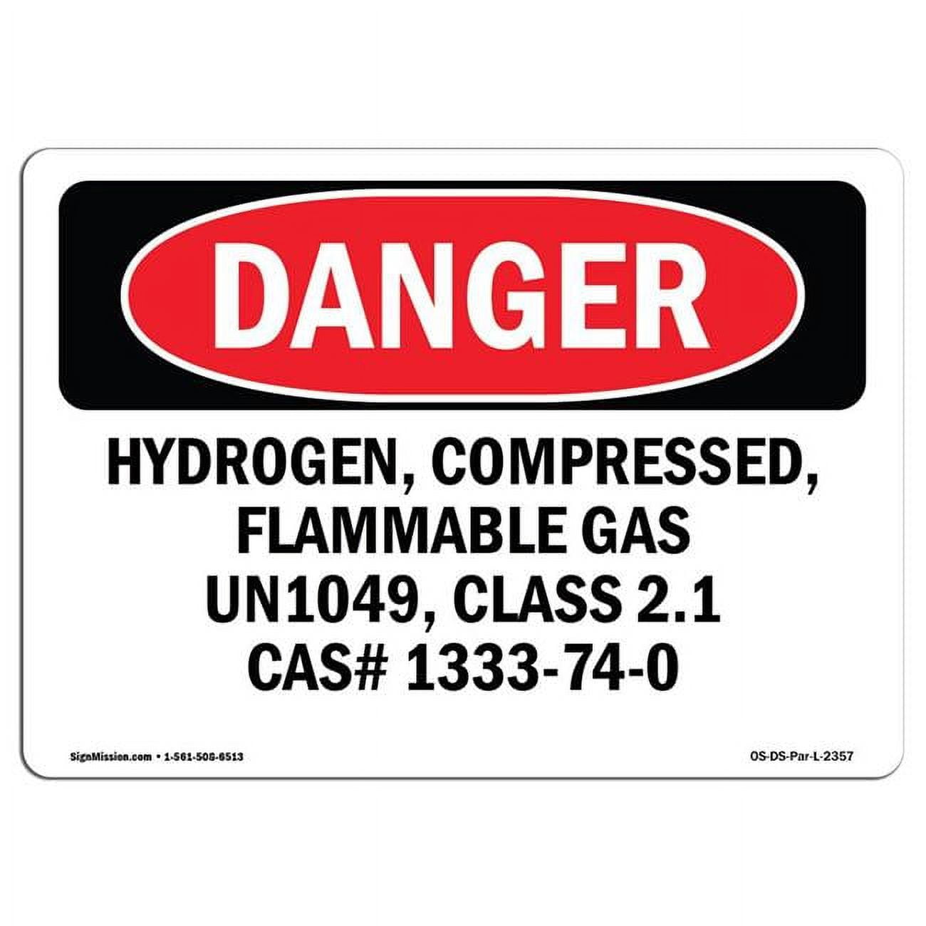 SignMission 10 x 14 in. OSHA Danger Sign - Hydrogen Compressed ...