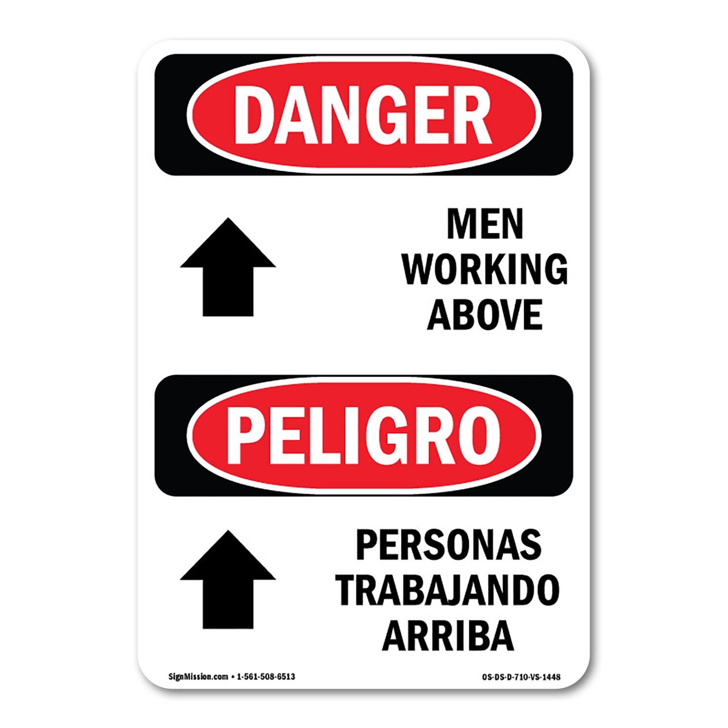 SignMission OS-DS-A-1014-VS-1448 10 x 14 in. OSHA Danger Sign - Men ...