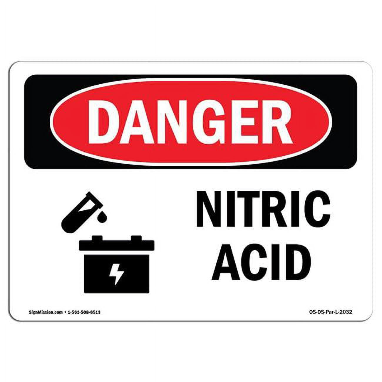 SignMission 10 x 14 in. OSHA Danger Sign - Nitric Acid - Walmart.com