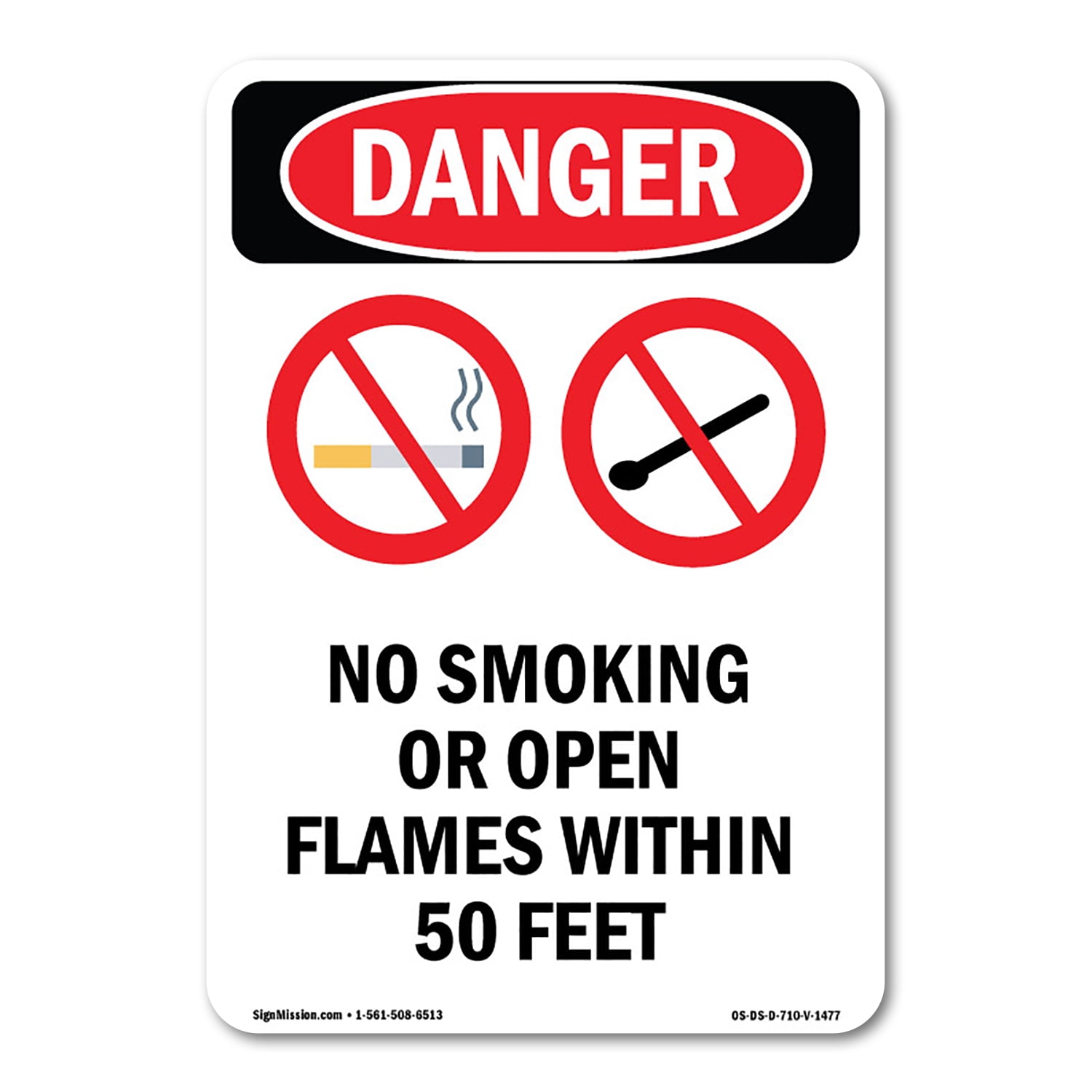 SignMission OS-DS-A-1014-V-1477 10 x 14 in. OSHA Danger Sign - No ...