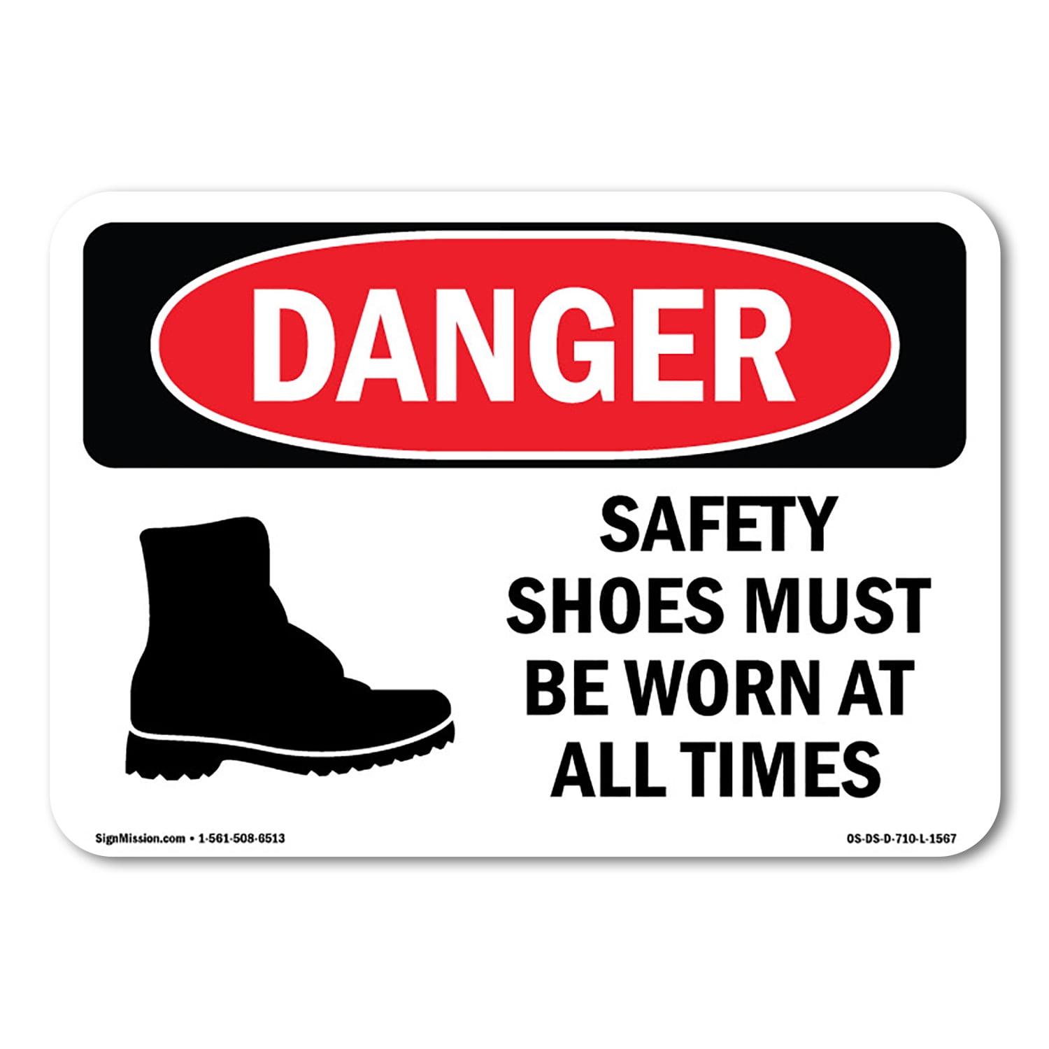 SignMission OS-DS-A-1014-L-1567 10 x 14 in. OSHA Danger Sign - Safety ...