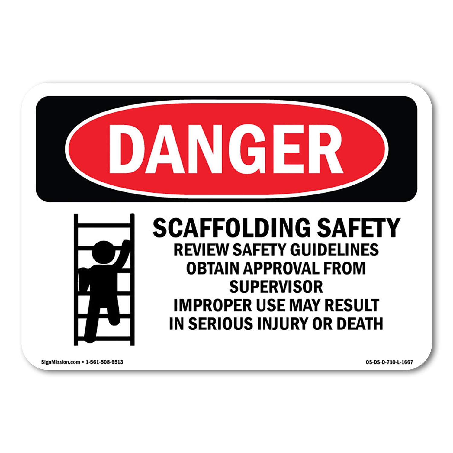 OSHA Danger Sign - Scaffolding Safety Review Guidelines | Aluminum Sign ...
