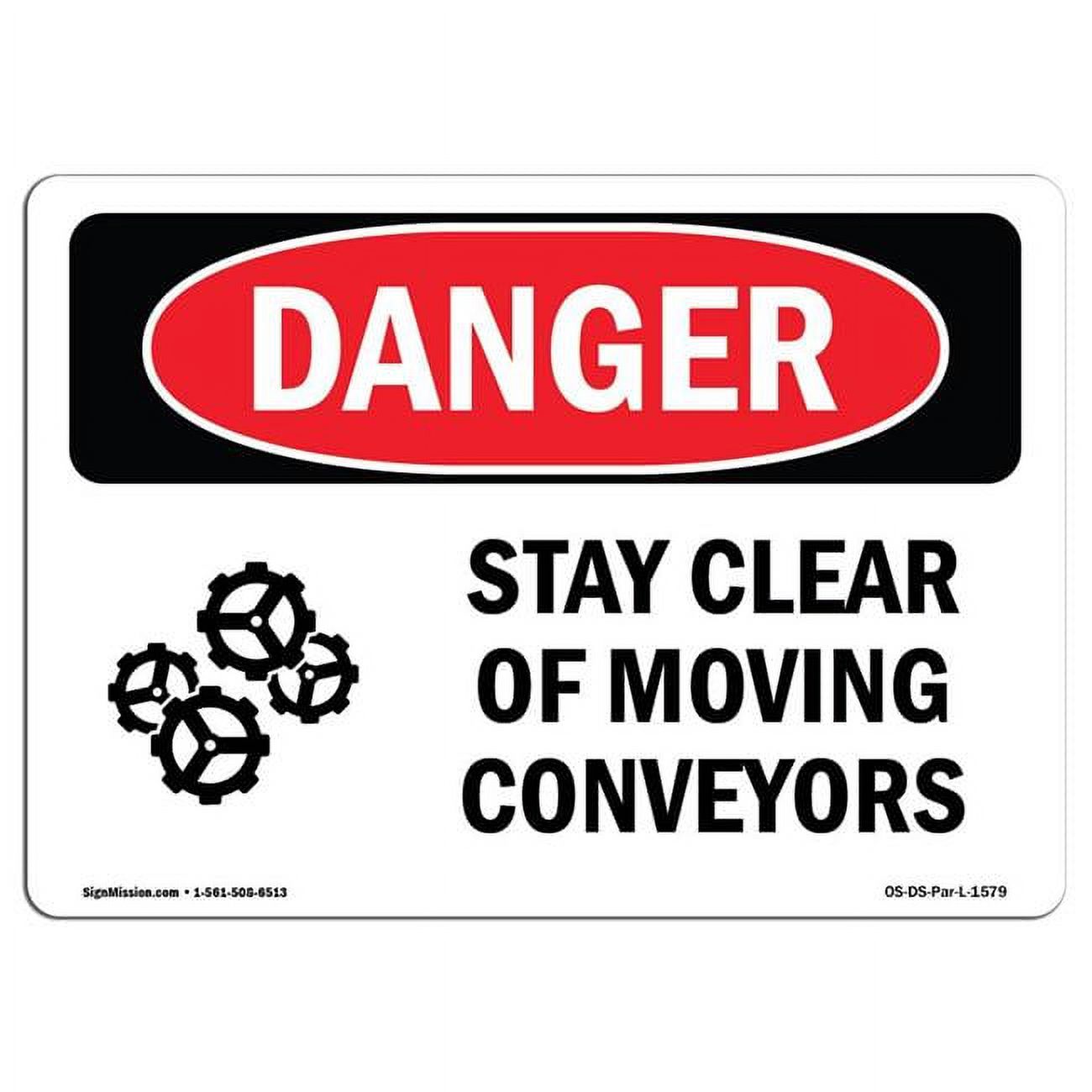 SignMission 10 x 14 in. OSHA Danger Sign - Stay Clear of Moving ...