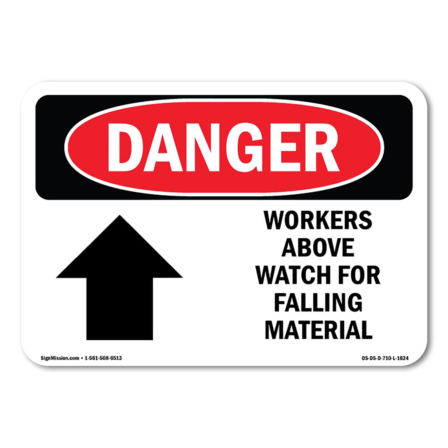 OSHA Danger Sign - Workers Above Watch For Falling Material | Aluminum ...