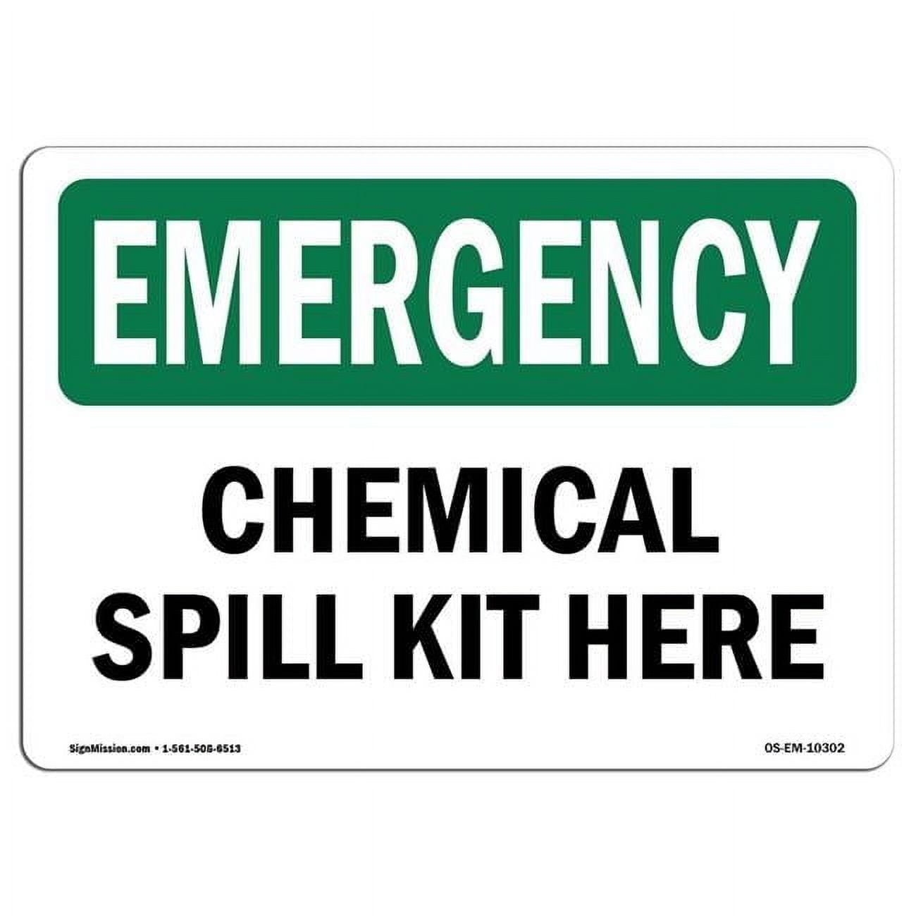 OSHA EMERGENCY Sign - Chemical Spill Kit Here | Aluminum Sign | Protect ...