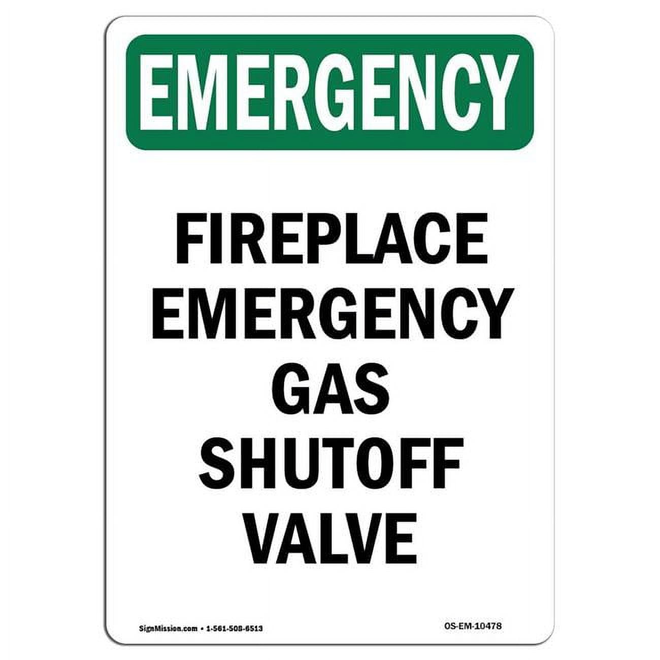 SignMission 10 x 14 in. OSHA Emergency Sign - Fireplace Gas Shutoff ...