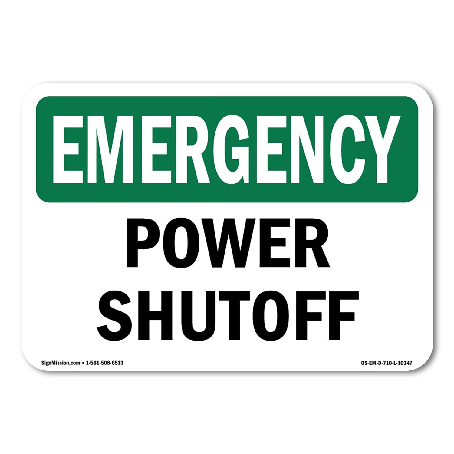 OSHA EMERGENCY Sign - Power Shutoff | Aluminum Sign | Protect Your ...