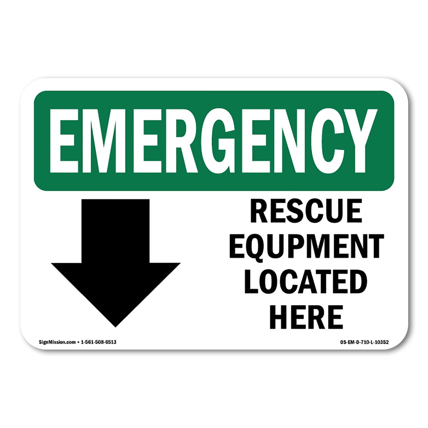 OSHA EMERGENCY Sign - Rescue Equipment Located Here | Aluminum Sign ...
