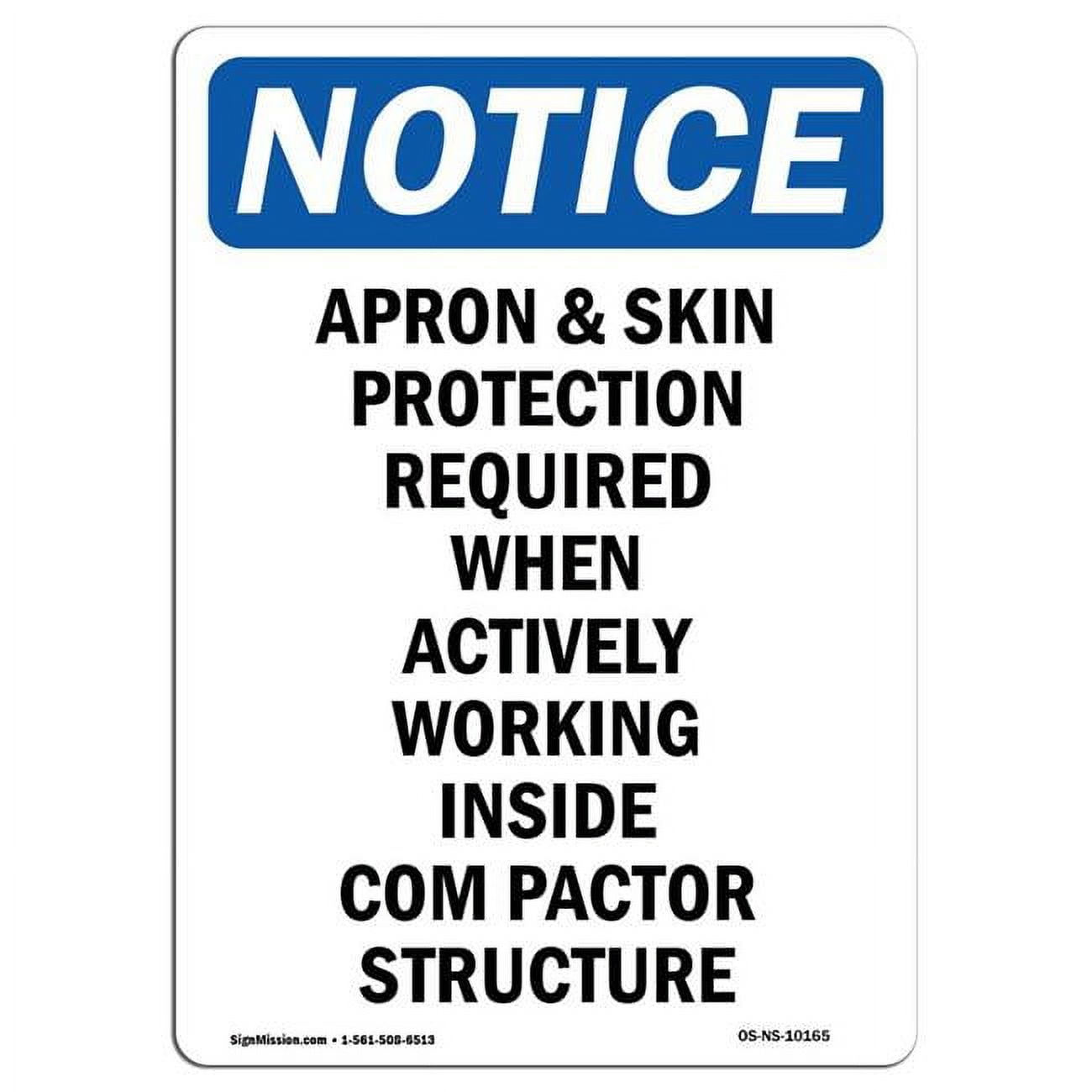SignMission 10 x 14 in. OSHA Notice Sign - Apron & Skin Protection ...