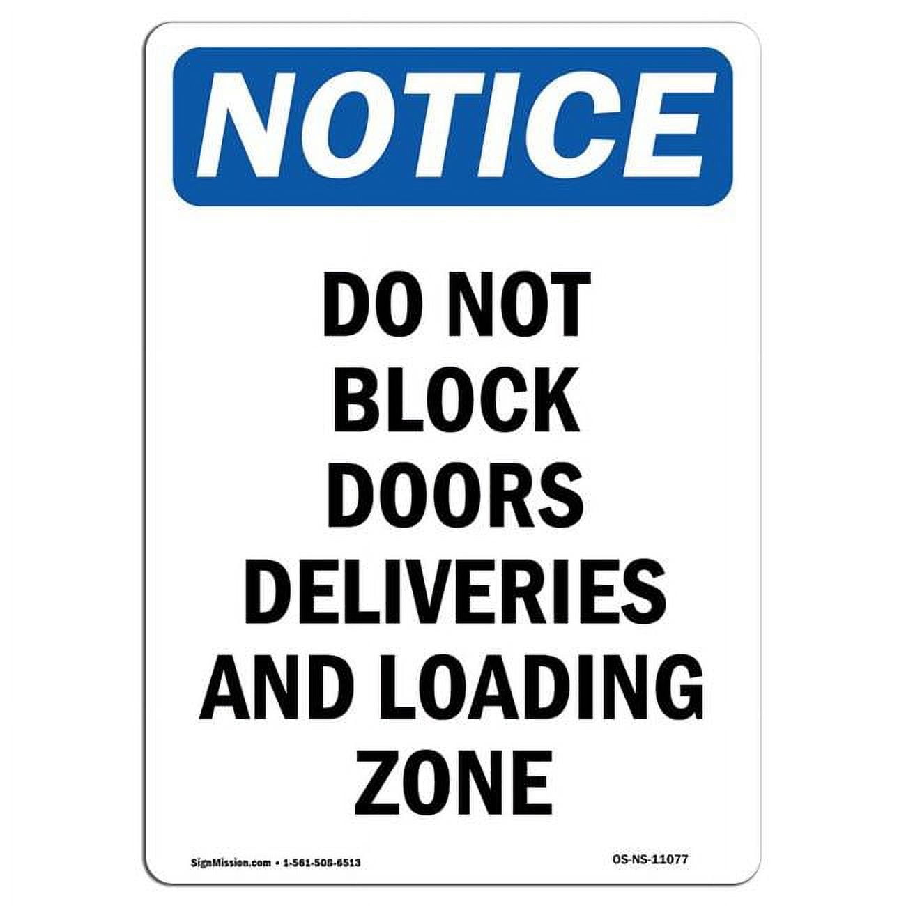 SignMission 10 x 14 in. OSHA Notice Sign - Do Not Block Doors ...