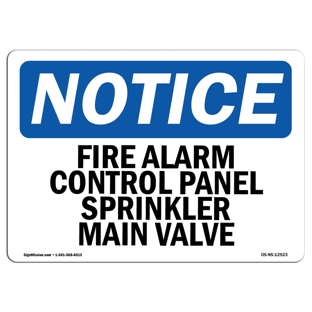 OSHA Notice Sign - Fire Alarm Control Panel Sprinkler Main Valve ...