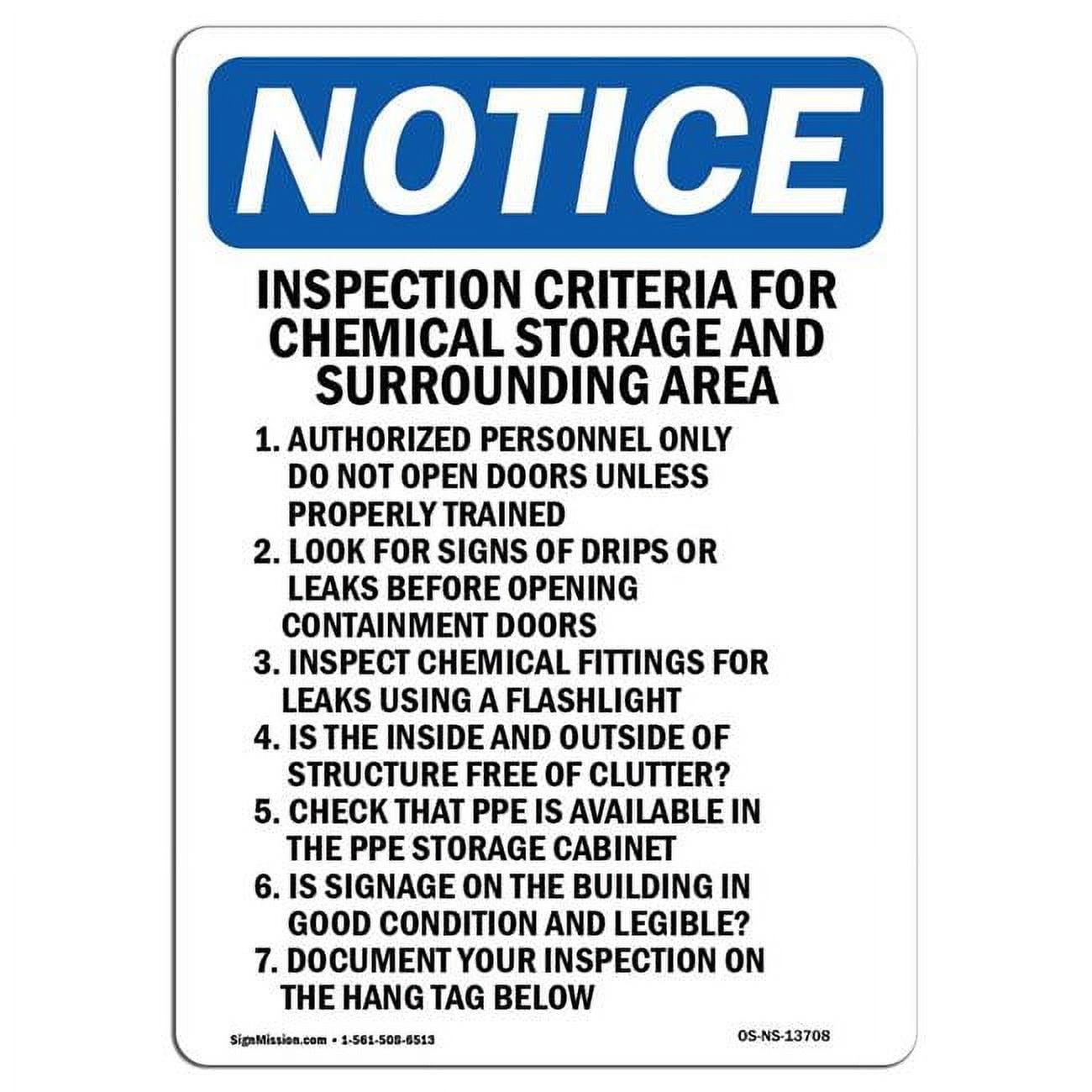 SignMission 10 x 14 in. OSHA Notice Sign - Inspection Criteria for ...