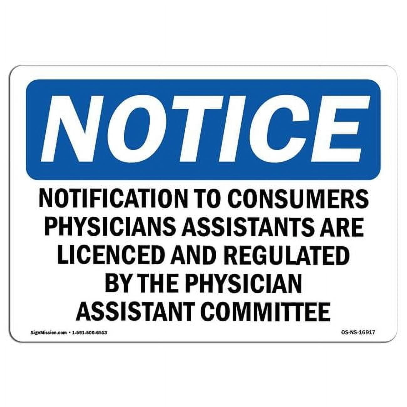 OSHA Notice Sign - Notification To Consumers Physician Assistants ...
