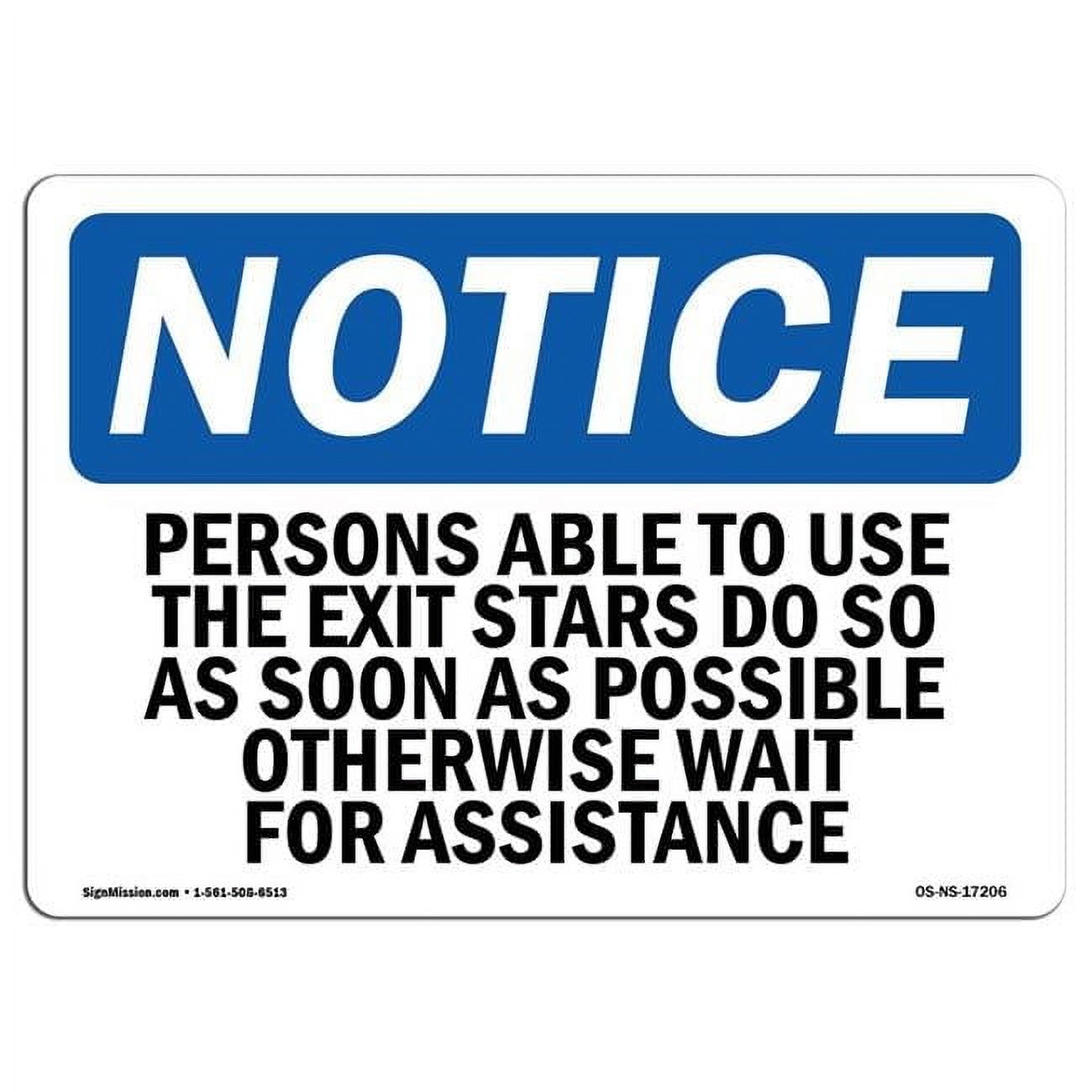 SignMission 10 x 14 in. OSHA Notice Sign - Persons Able to Use the Exit ...