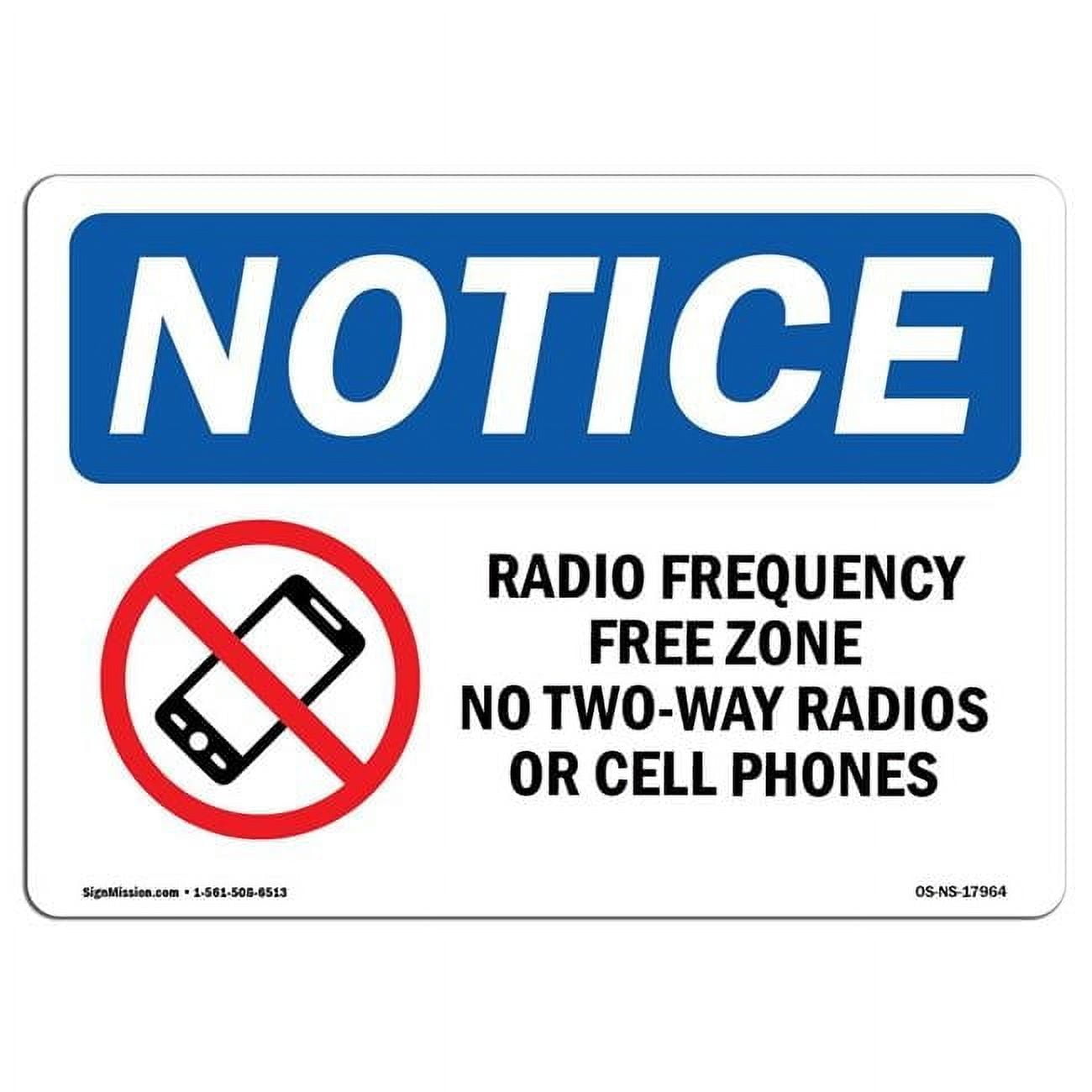 OSHA Notice Sign - Radio Frequency Free Zone No | Aluminum Sign ...