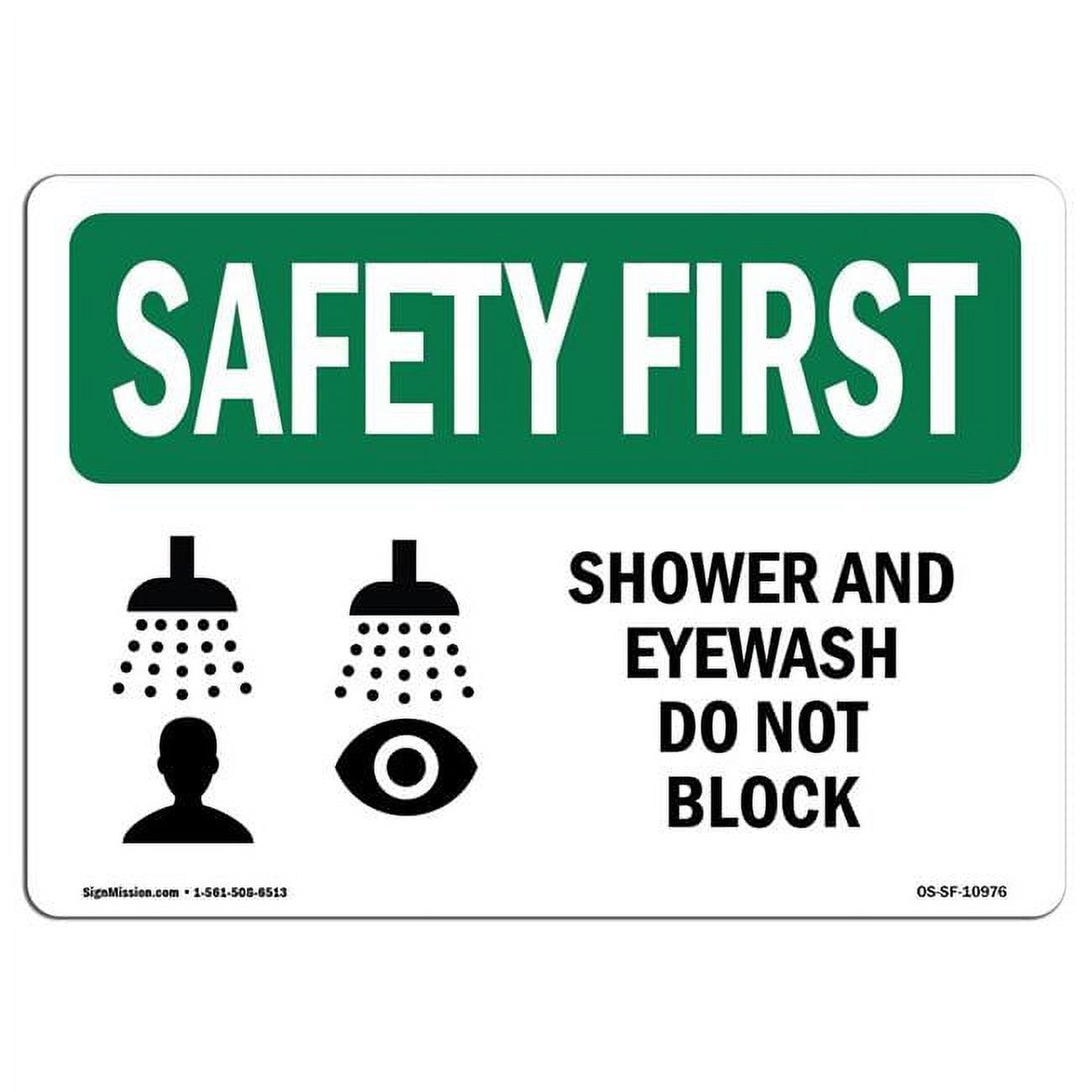 SignMission 10 x 14 in. OSHA Safety First Sign - Shower & Eyewash Do ...