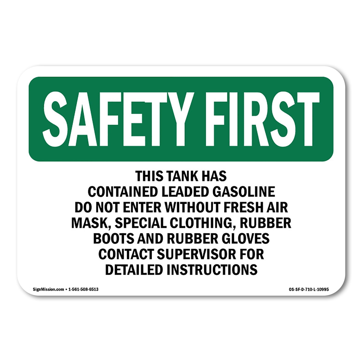 SignMission OS-SF-A-1014-L-10995 10 x 14 in. OSHA Safety First Sign ...