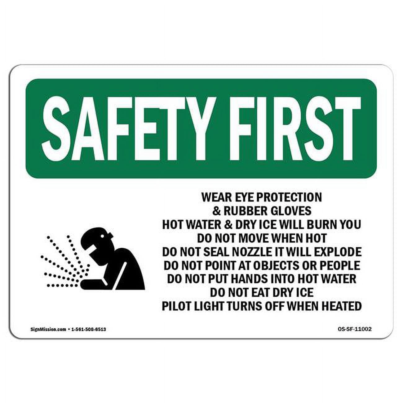 SignMission 10 x 14 in. OSHA Safety First Sign - Wear Eye Protection ...