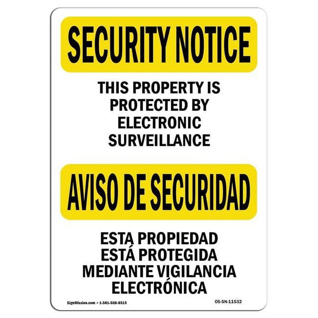 OSHA SECURITY NOTICE Sign - Electronic Surveillance Bilingual ...