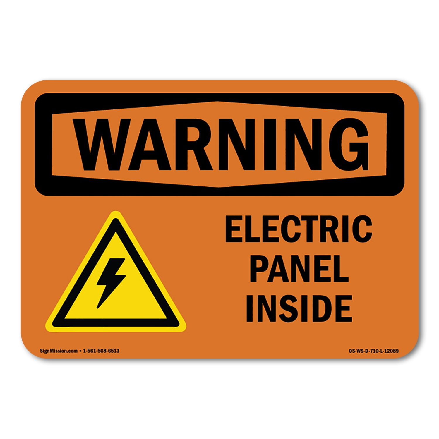 OSHA WARNING Sign - Electric Panel Inside With Symbol | Aluminum Sign ...