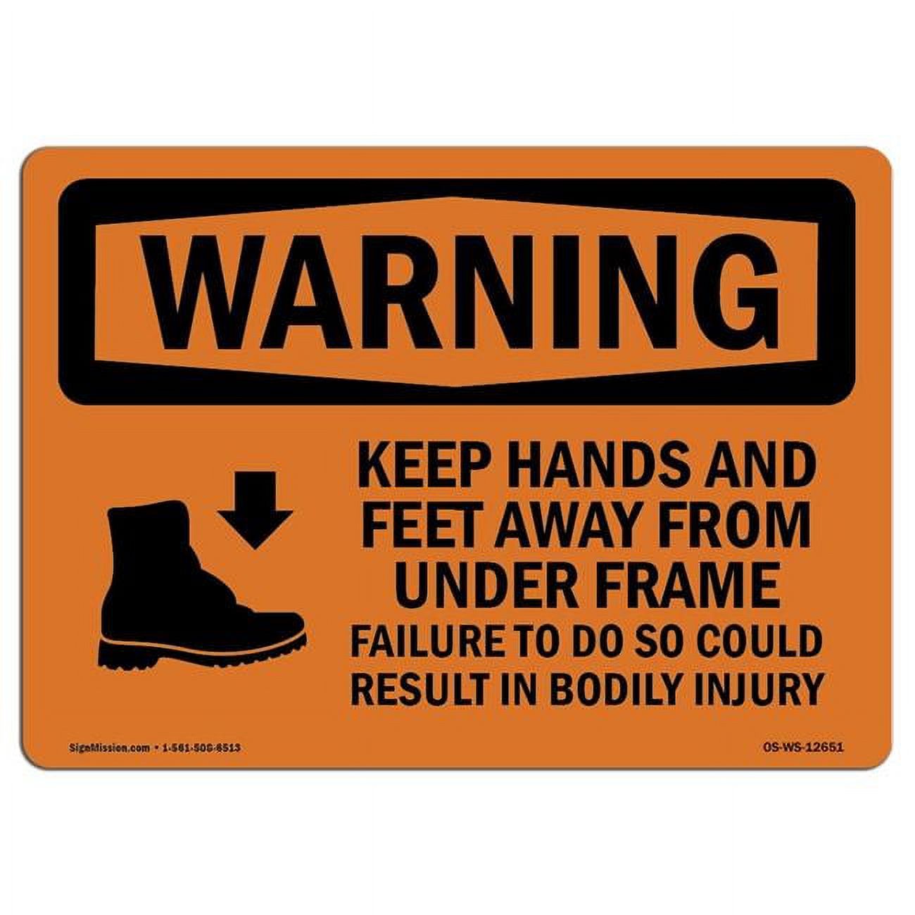 SignMission 10 x 14 in. OSHA Warning Sign - Keep Hands Feet Away ...