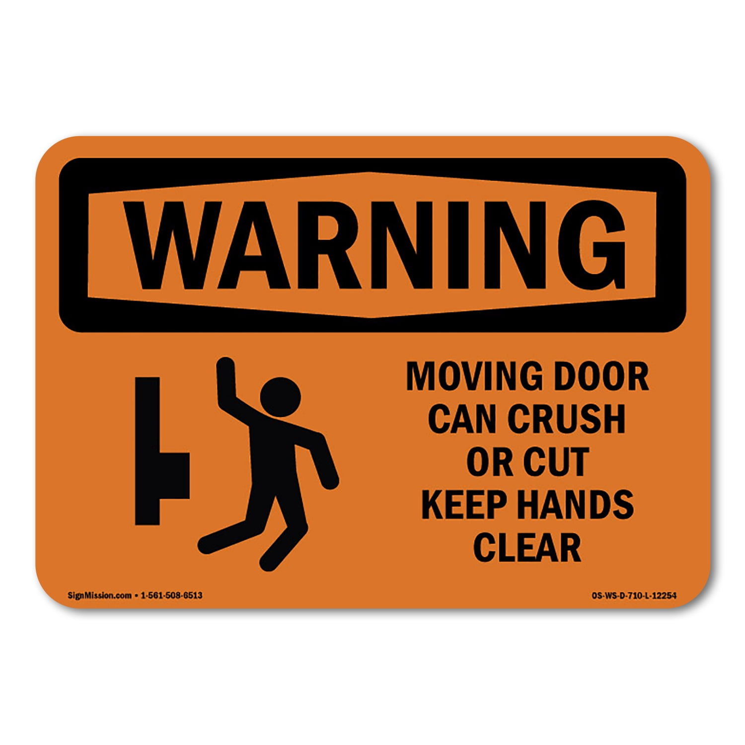 OSHA WARNING Sign - Moving Door Can Crush Or Cut With Symbol | Aluminum ...