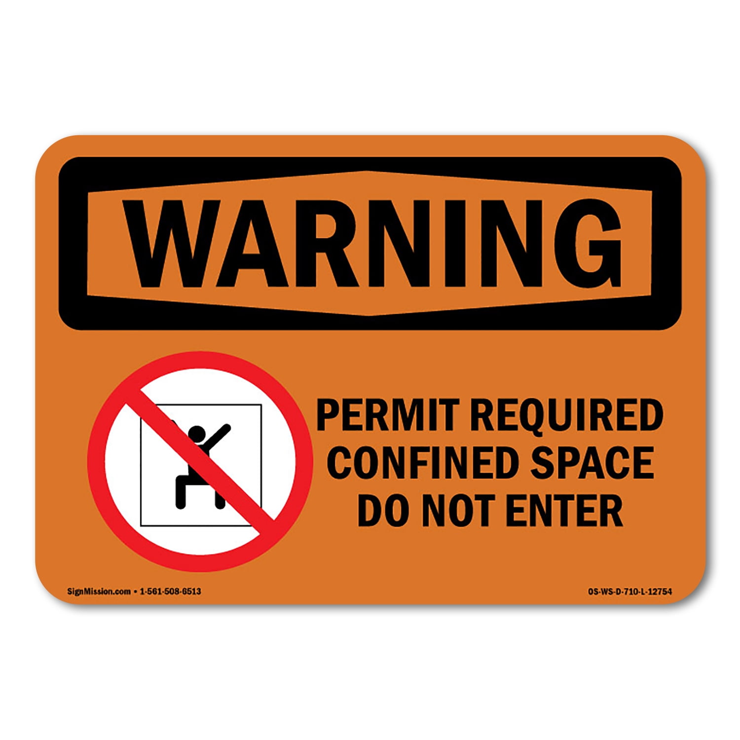 OSHA WARNING Sign - Permit Required Confined With Symbol | Aluminum ...