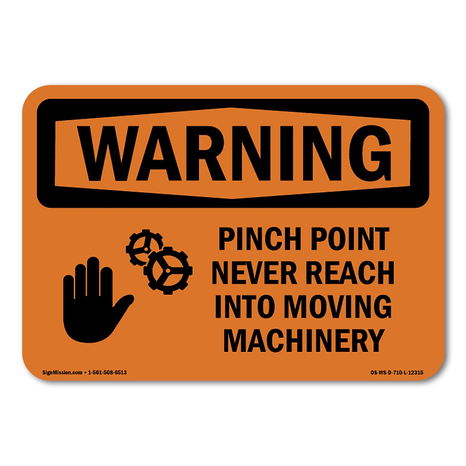 SignMission OS-WS-A-1014-L-12315 10 x 14 in. OSHA Warning Sign - Pinch ...