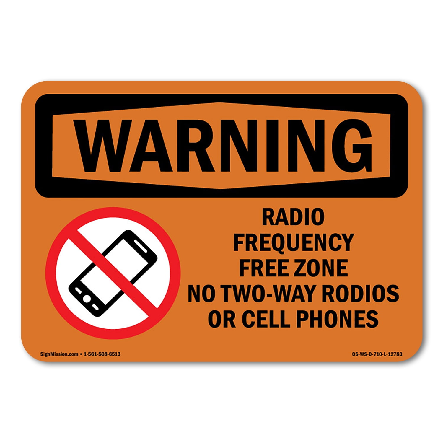 OSHA WARNING Sign - Radio Frequency Free Zone With Symbol | Aluminum ...